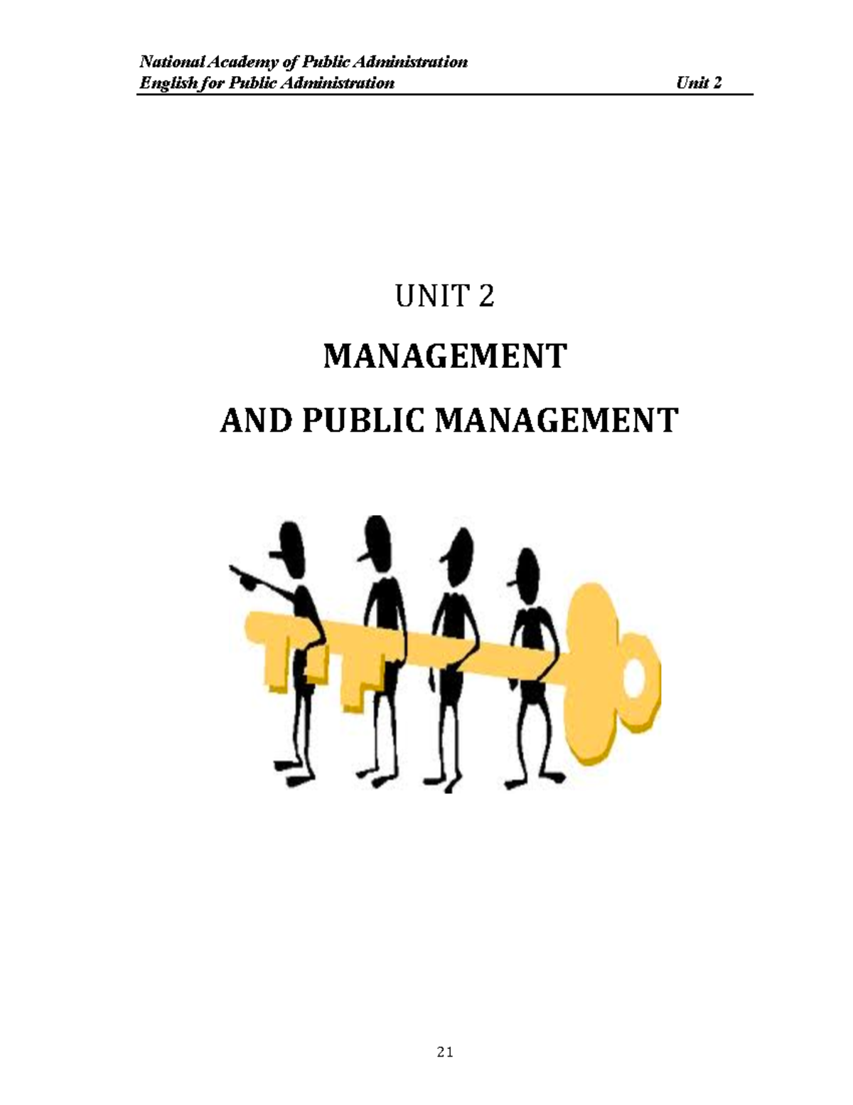Unit 2. management and public management - English for Public ...