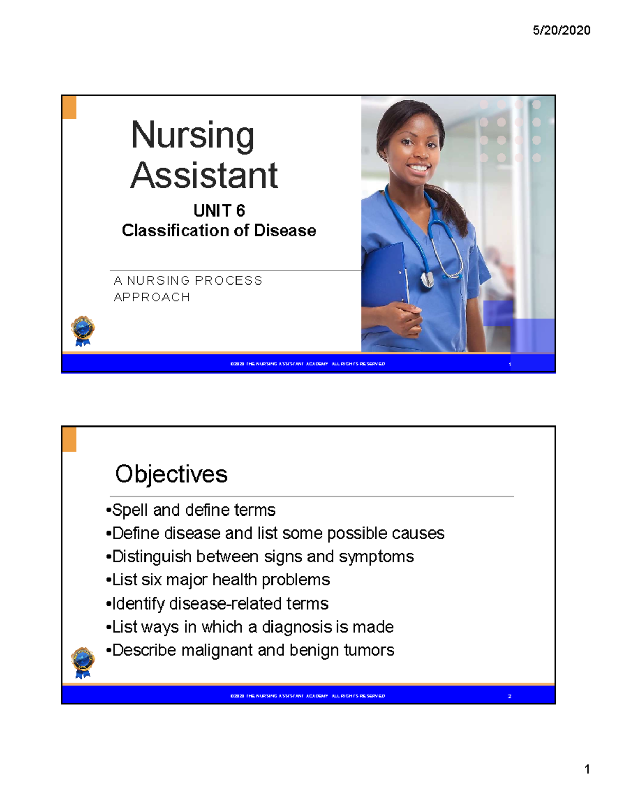 DAY 2 - N/A - Nursing Assistant A NURSING PROCESS APPROACH UNIT 6 ...