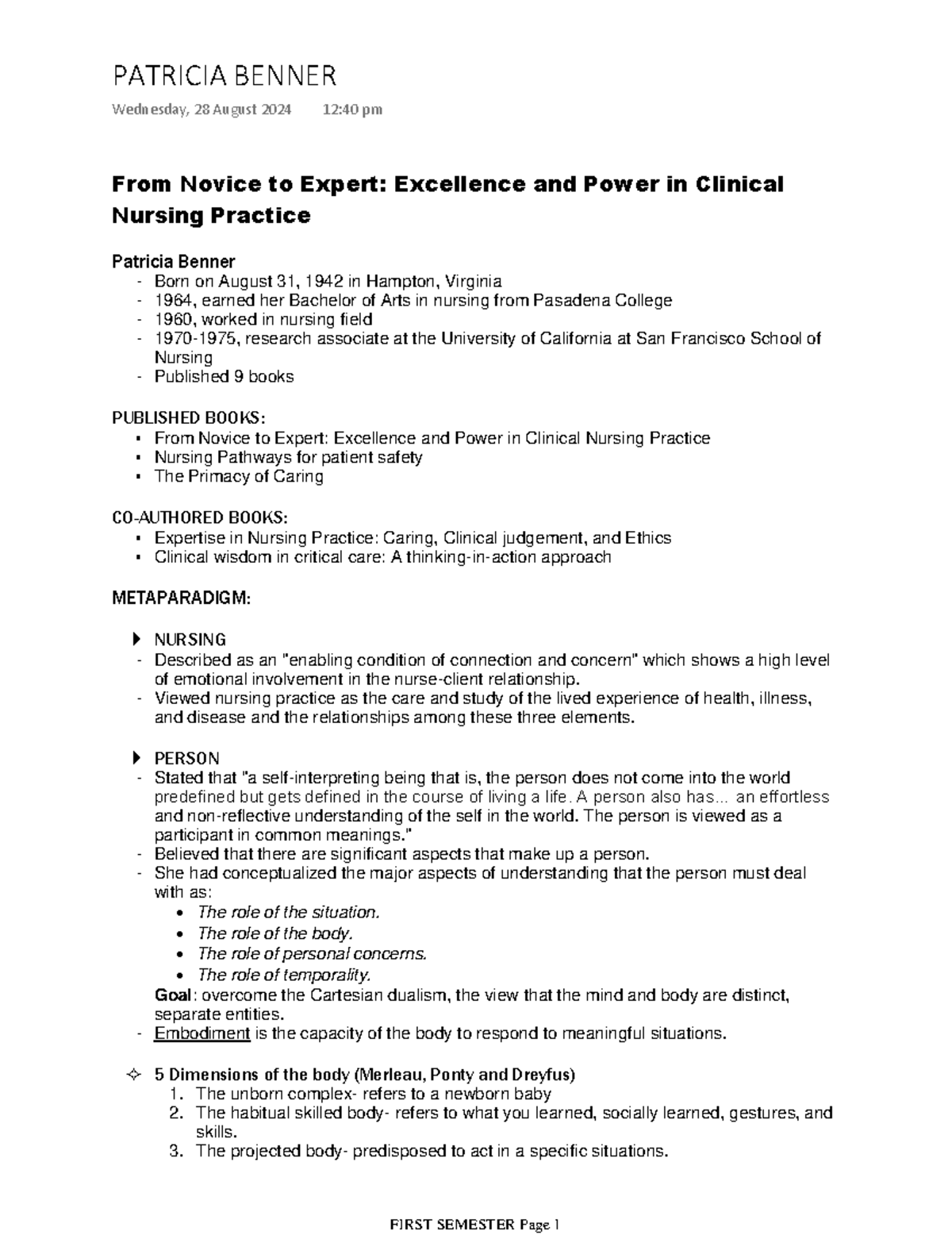 Patricia Benner - From Novice to Expert: Excellence and Power in ...