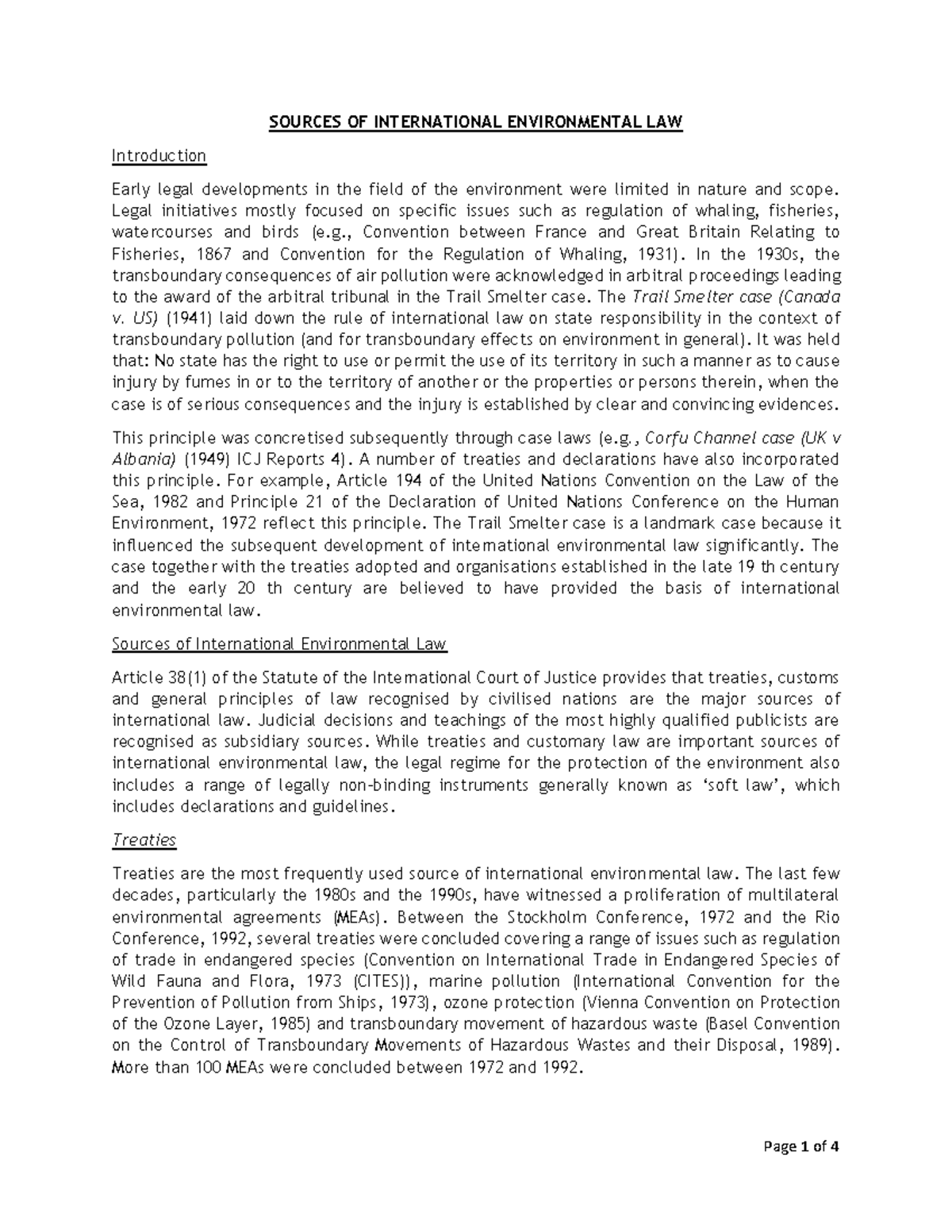 Sources OF International Environmental LAW 2022 - SOURCES OF ...