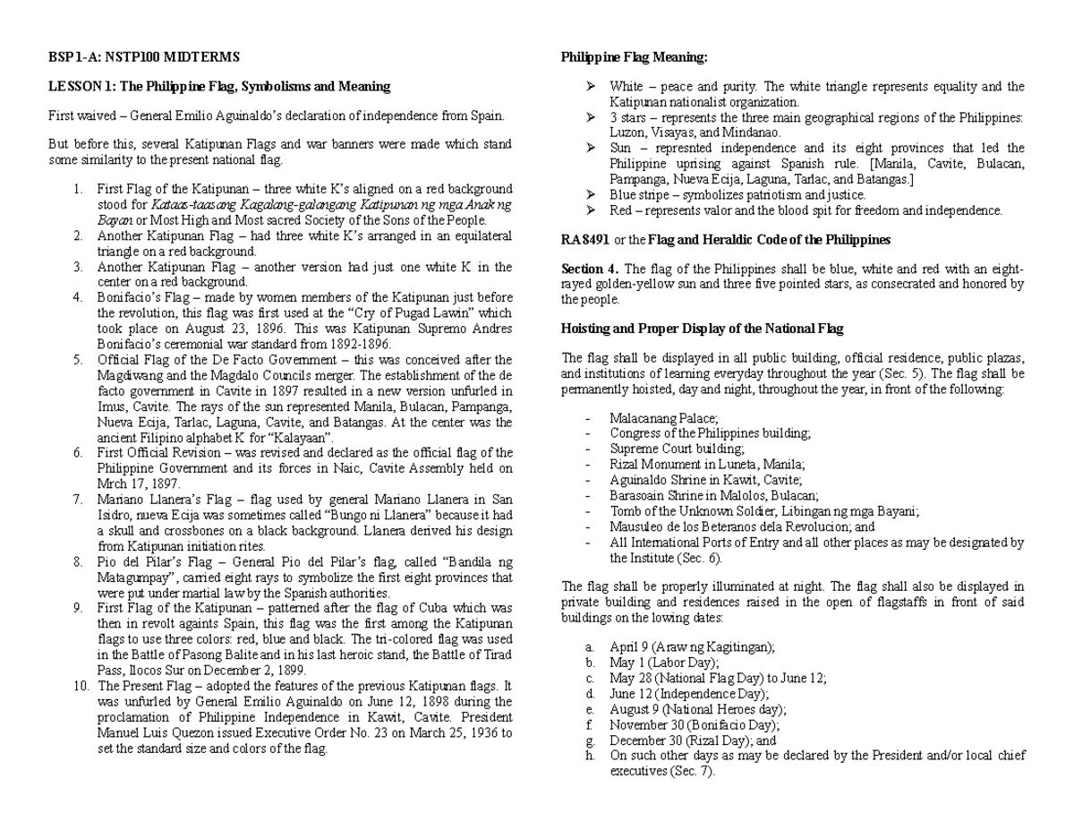 NSTP- Midterms - hturturtujrtt - BSP 1-A: NSTP100 MIDTERMS LESSON 1 ...