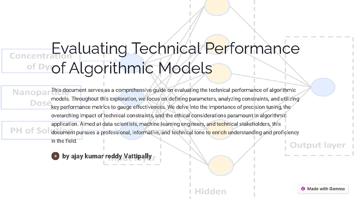 Evaluating Technical Performance of Algorithmic Models - Evaluating ...