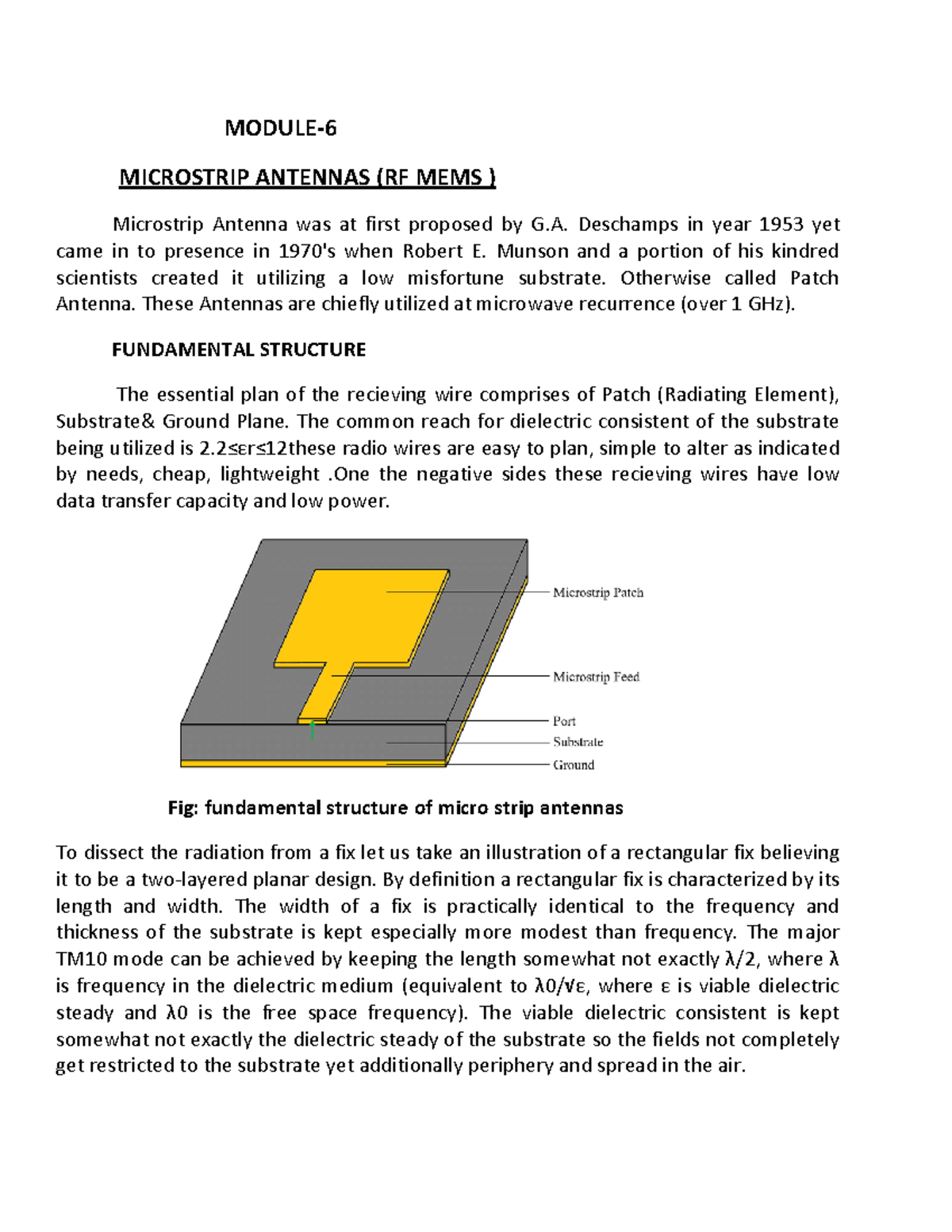 Microstrip Antennas-Antenna Theory: Analysis and Design - MODULE ...