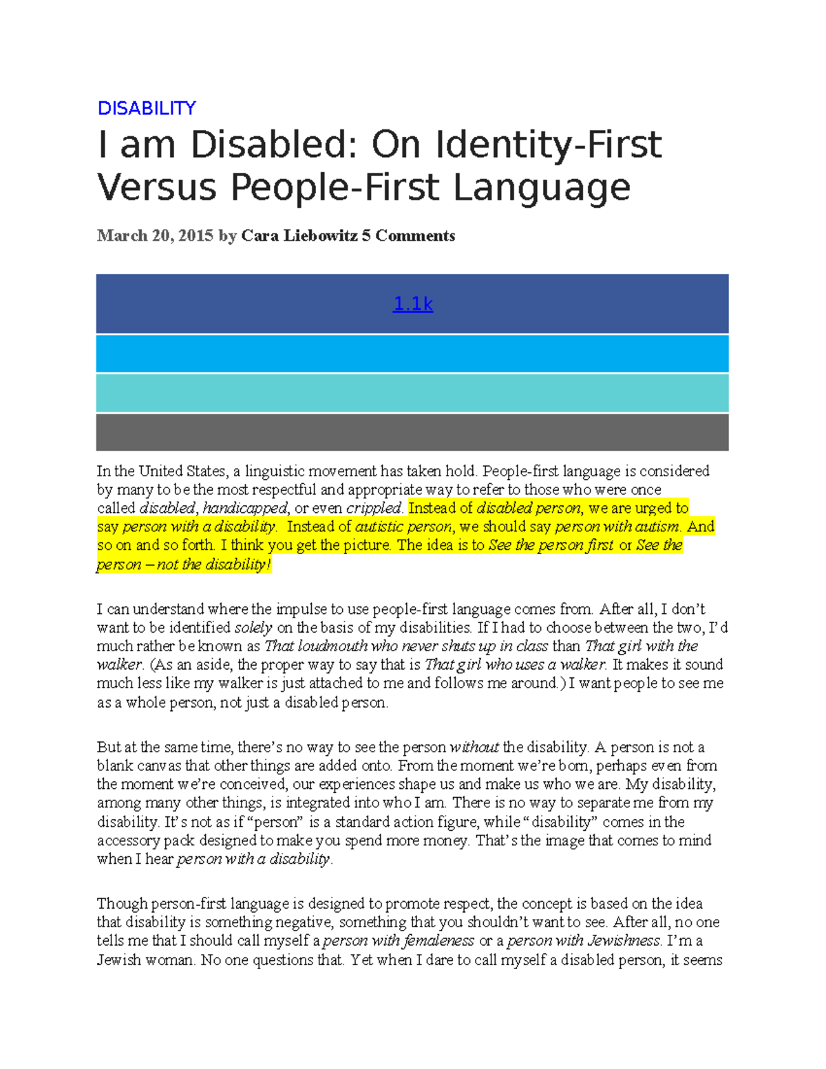 Disability - Normal Notes - DISABILITY I am Disabled: On Identity-First ...