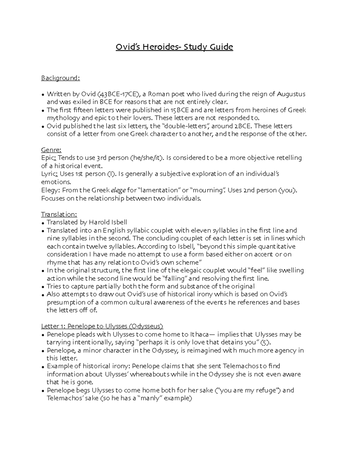 Heroides+Study+Guide - Study Guide Background: Written Ovid a Roman ...