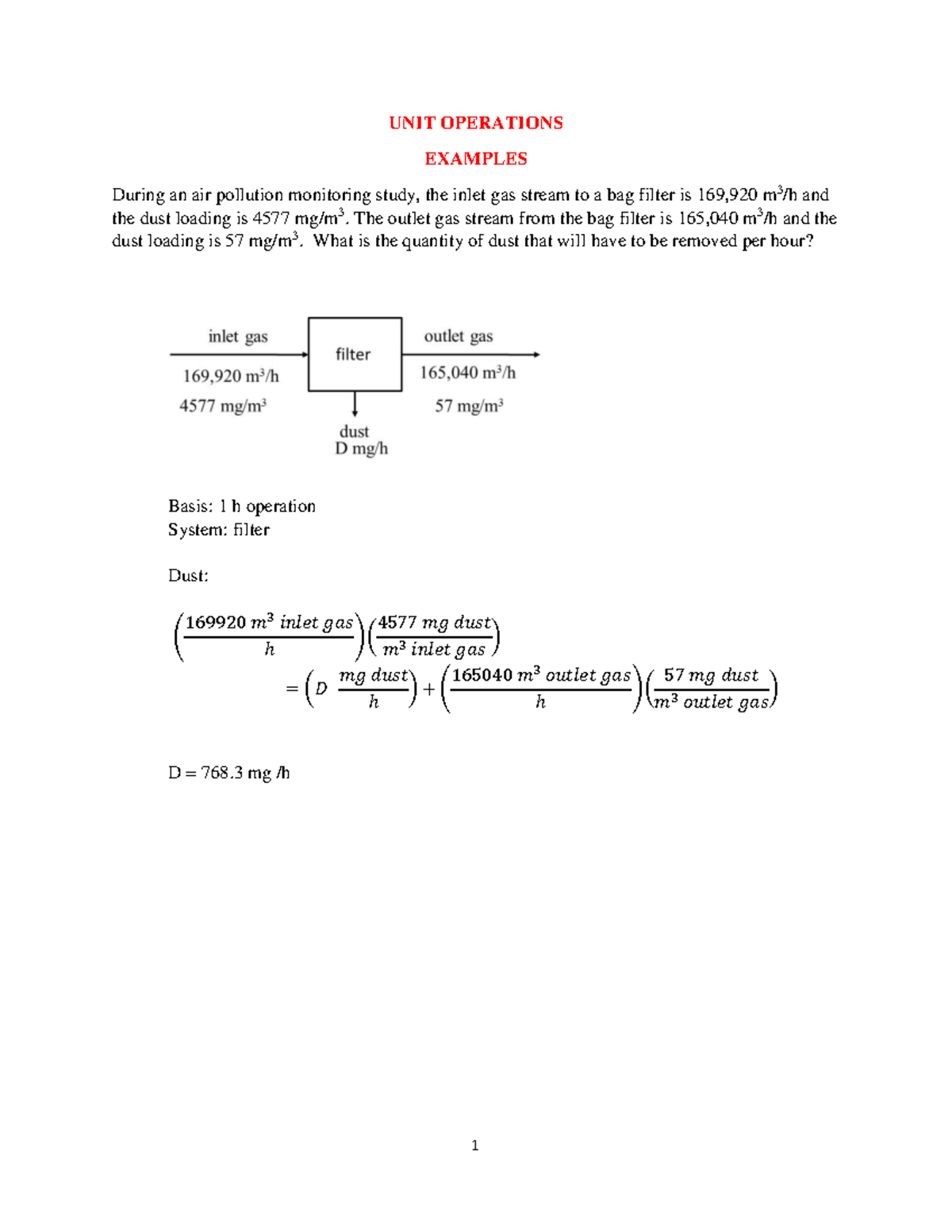 3mass balance-unit operations 2 - UNIT OPERATIONS EXAMPLES During an ...