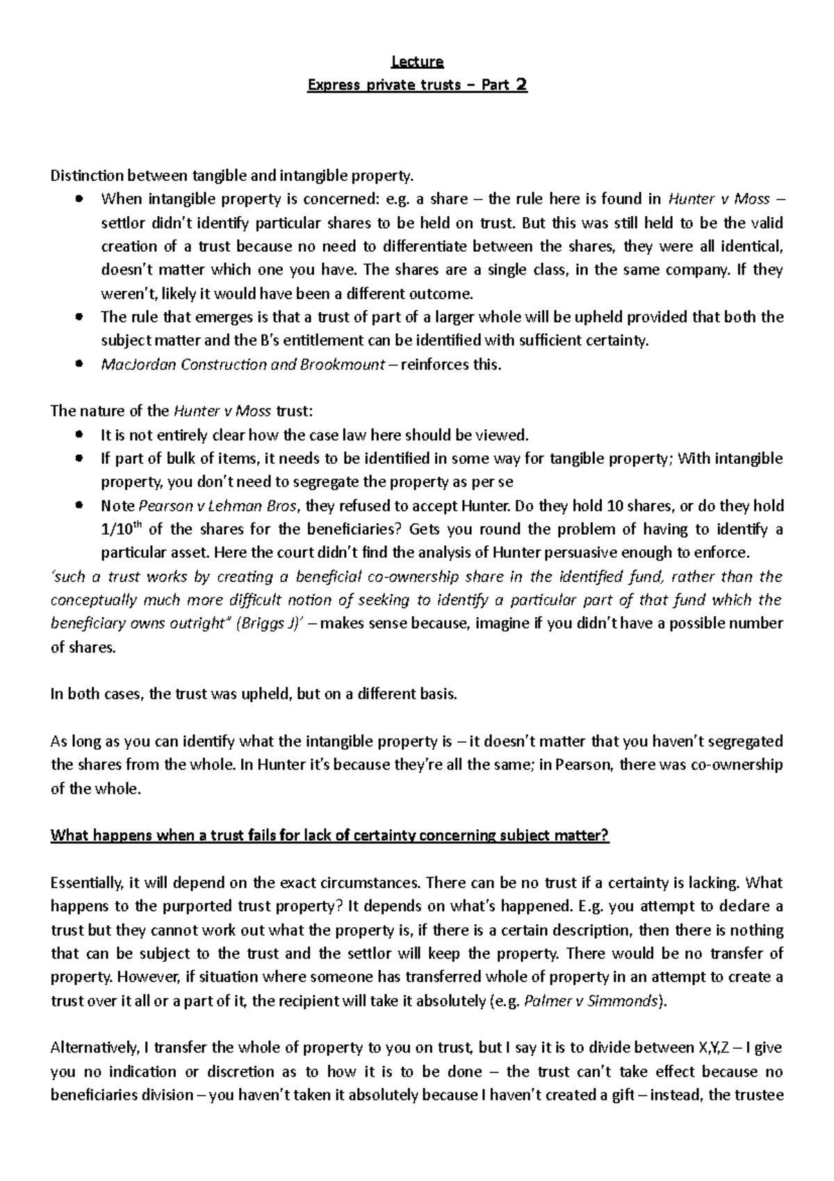 Trusts - Three Certainties (3/5) - Lecture Express private trusts – Part 2 Distinction between ...