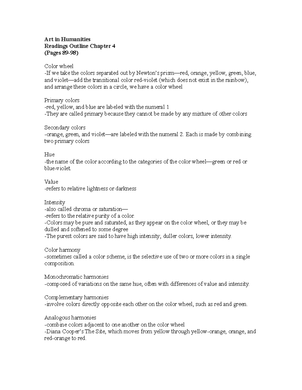 Chapter 4 exam 3 - Summary World Art - Art in Humanities Readings ...