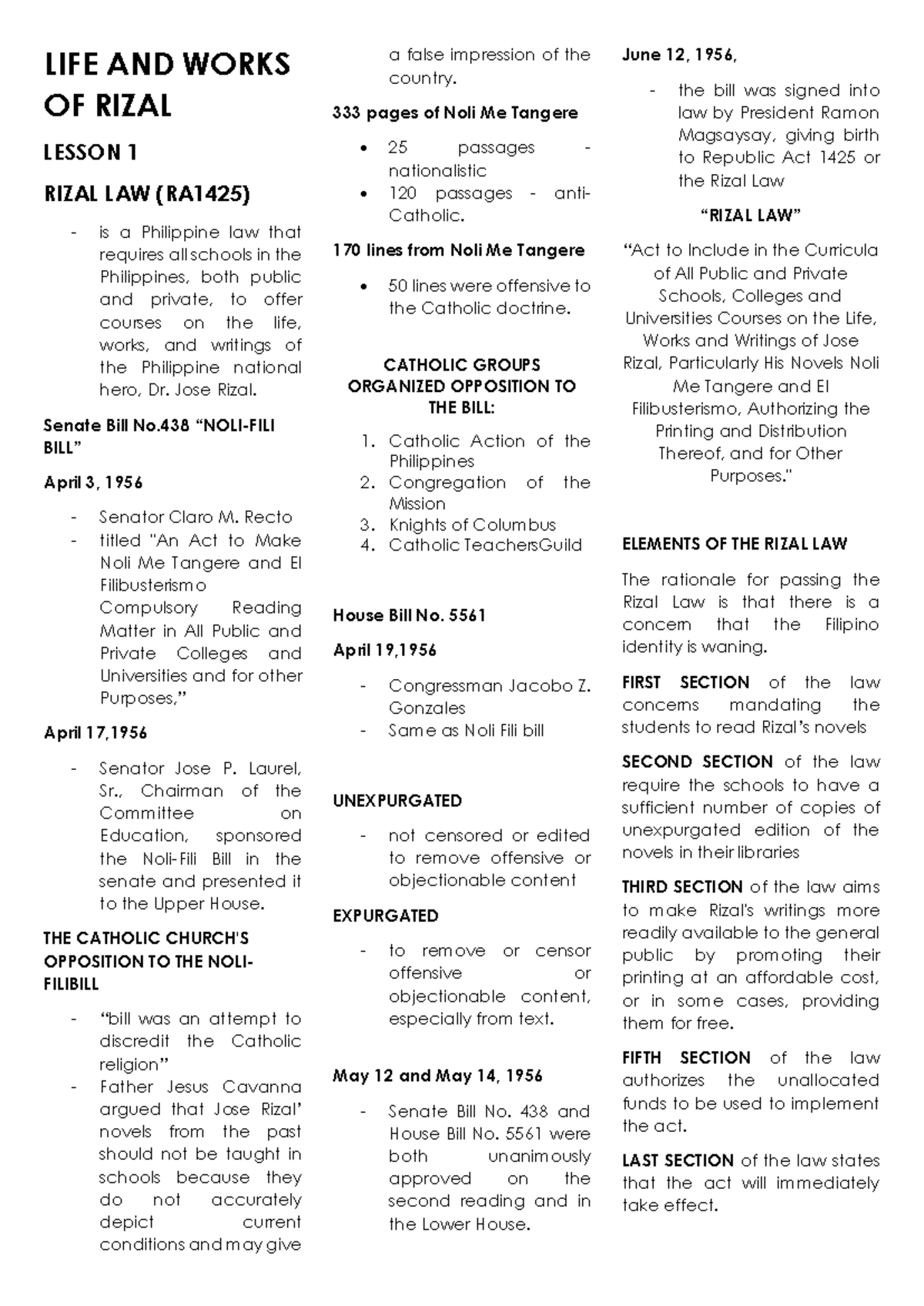 LIFE AND Works OF Rizal REV - LIFE AND WORKS OF RIZAL LESSON 1 RIZAL ...