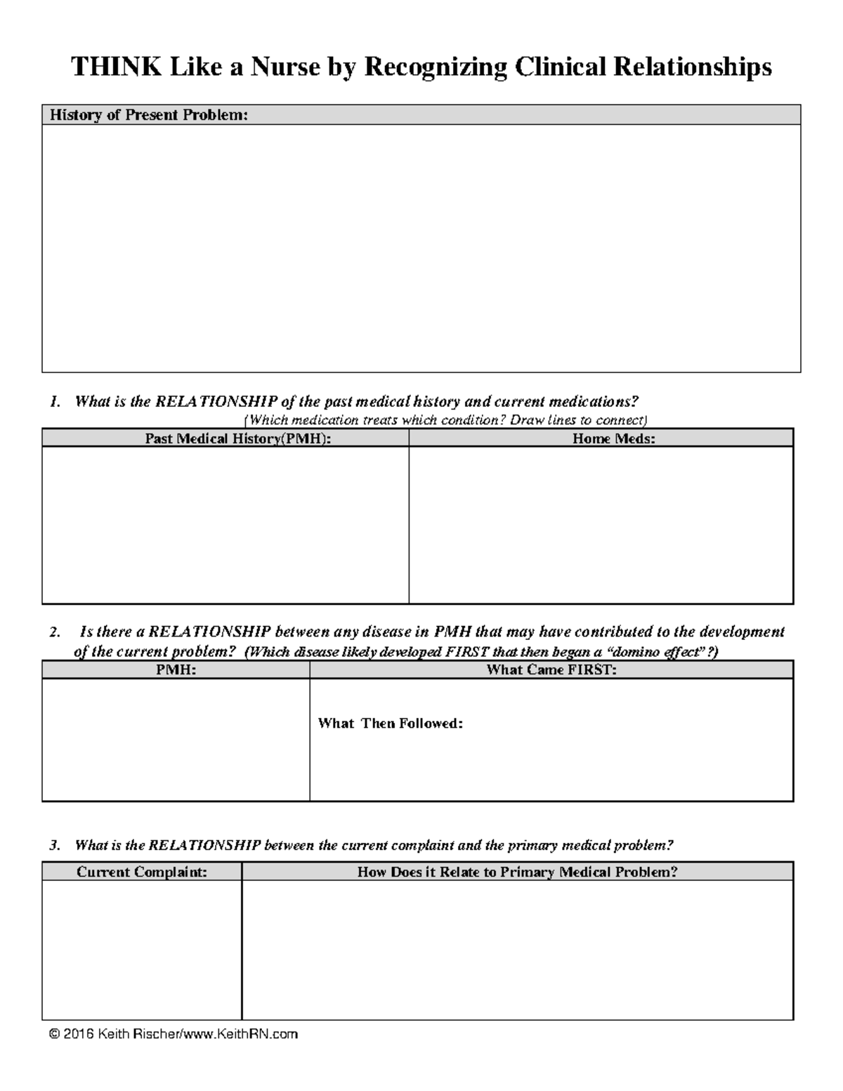 CJin Clinical Worksheet - © 2016 Keith KeithRN THINK Like a Nurse by ...