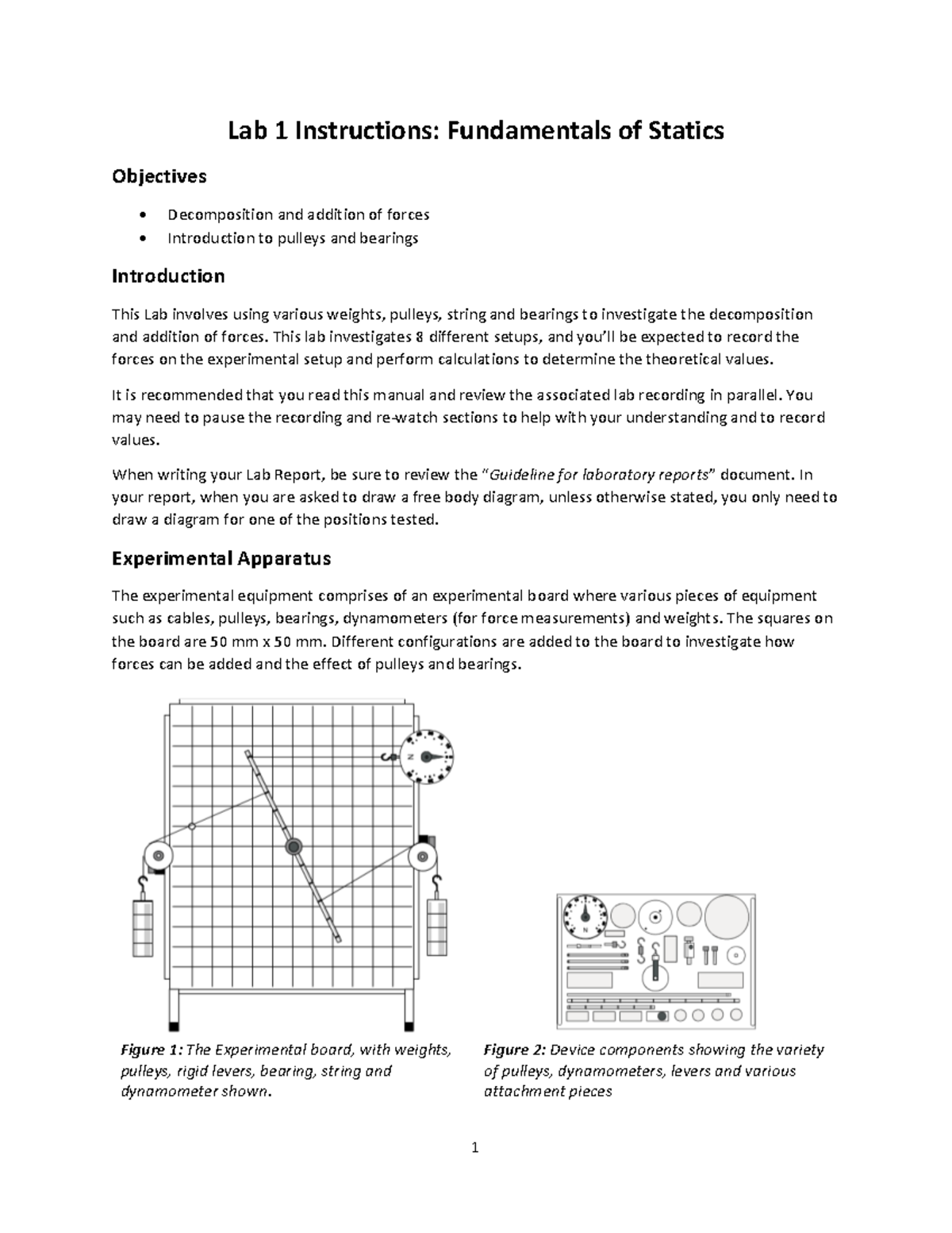 Lab 1: Fundamentals of Statics and Pulleys - Studocu