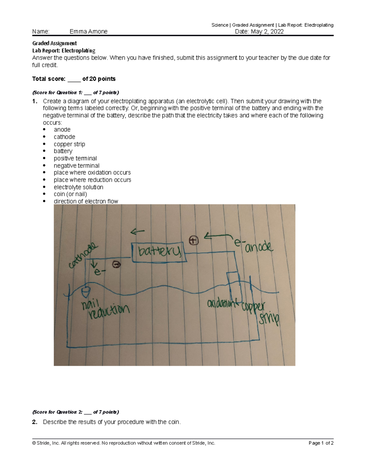 Chemistry 6.03 Lab EArnone - Science | Graded Assignment | Lab Report ...