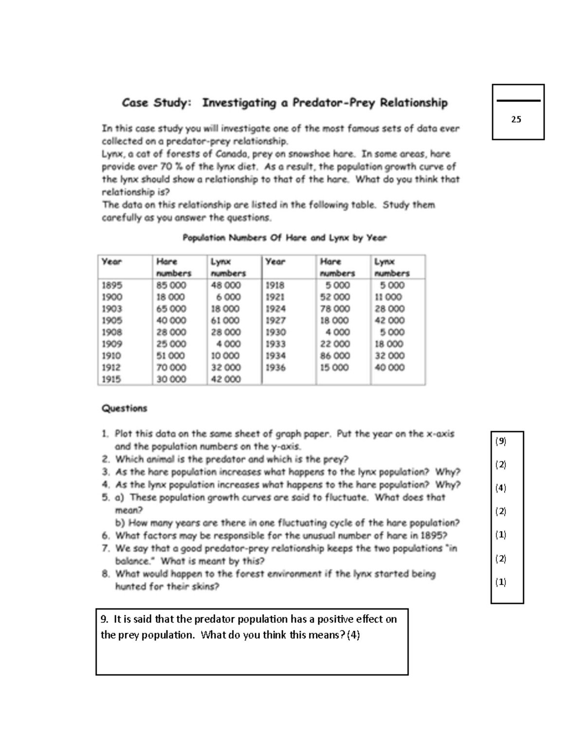 Case Study; Investigating a Predator-Prey.pdf Relationship 2 - It is ...