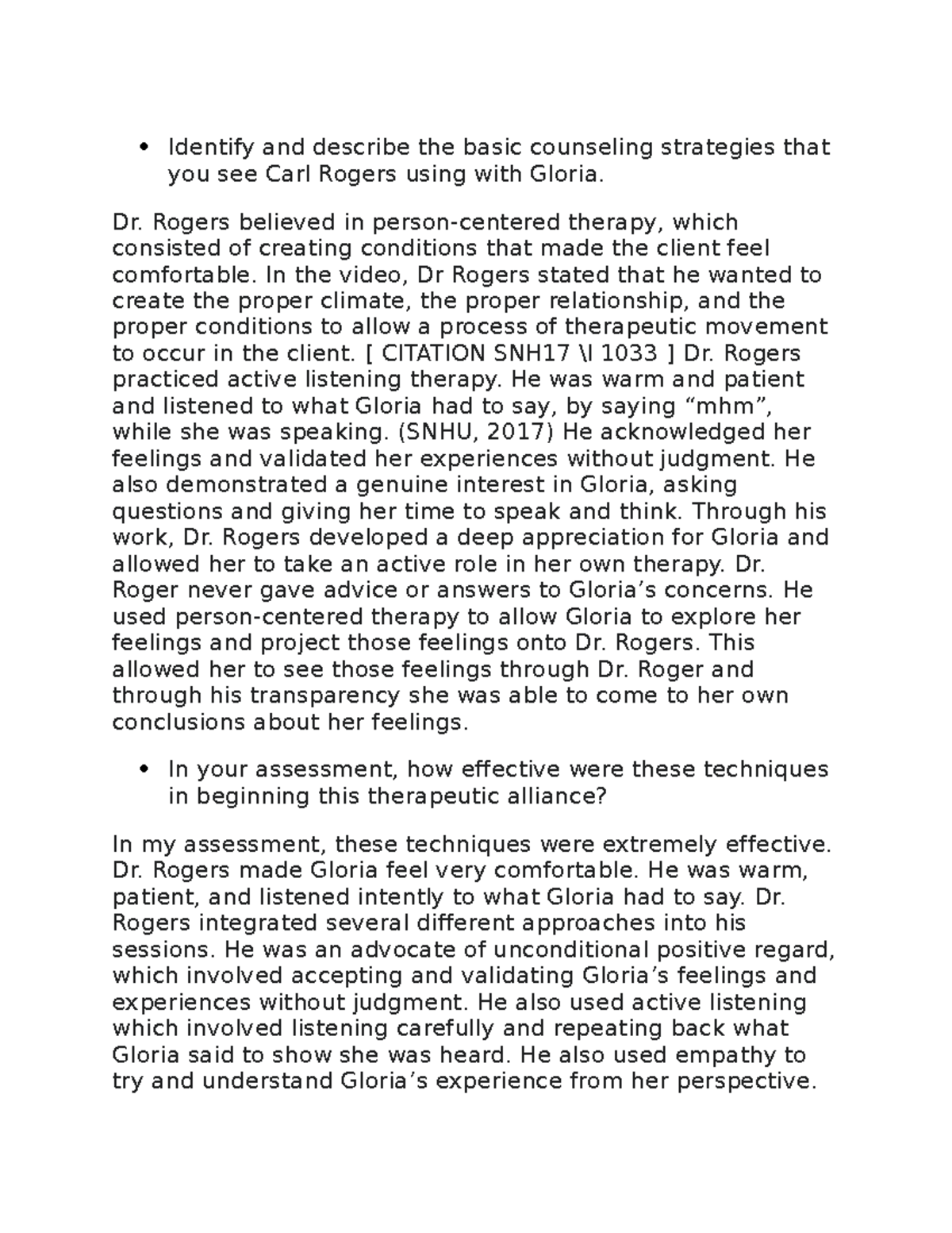 Carl Rogers and Person Centered - Identify and describe the basic ...