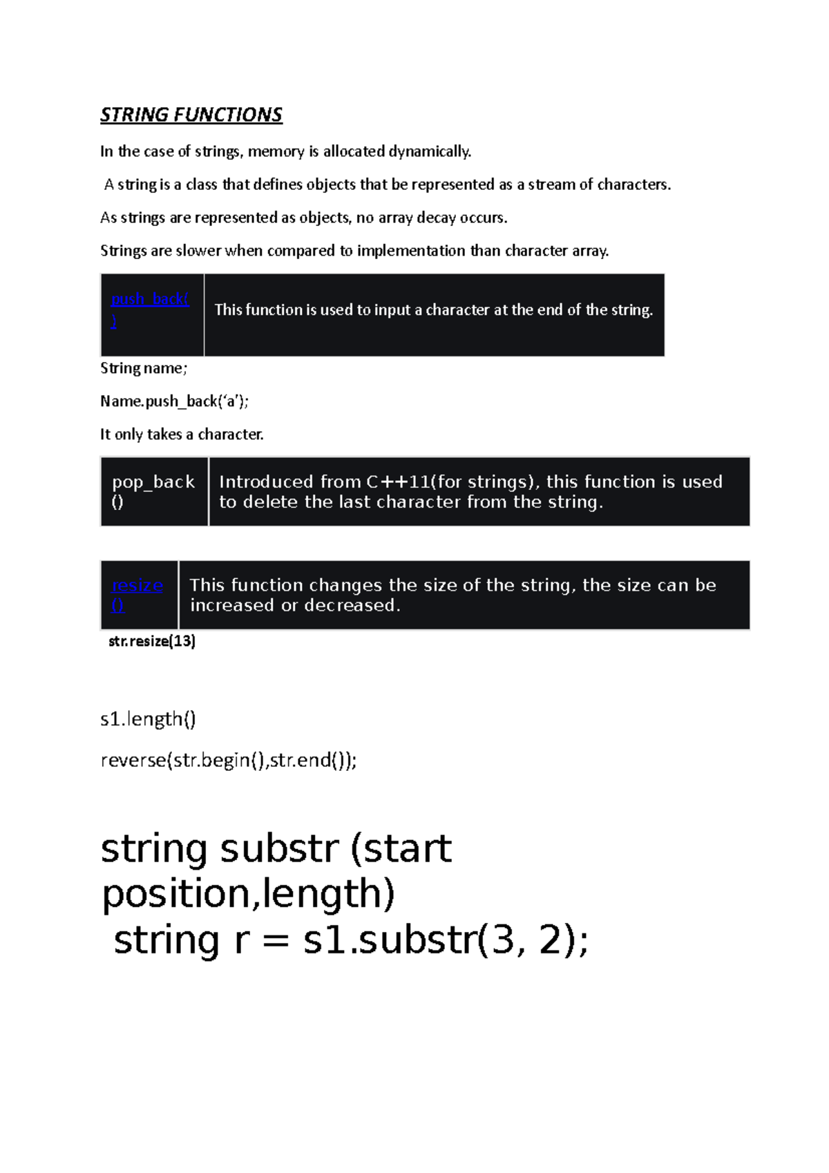 String Sdsadfdfsdf String Functions In The Case Of Strings Memory Is Allocated Dynamically