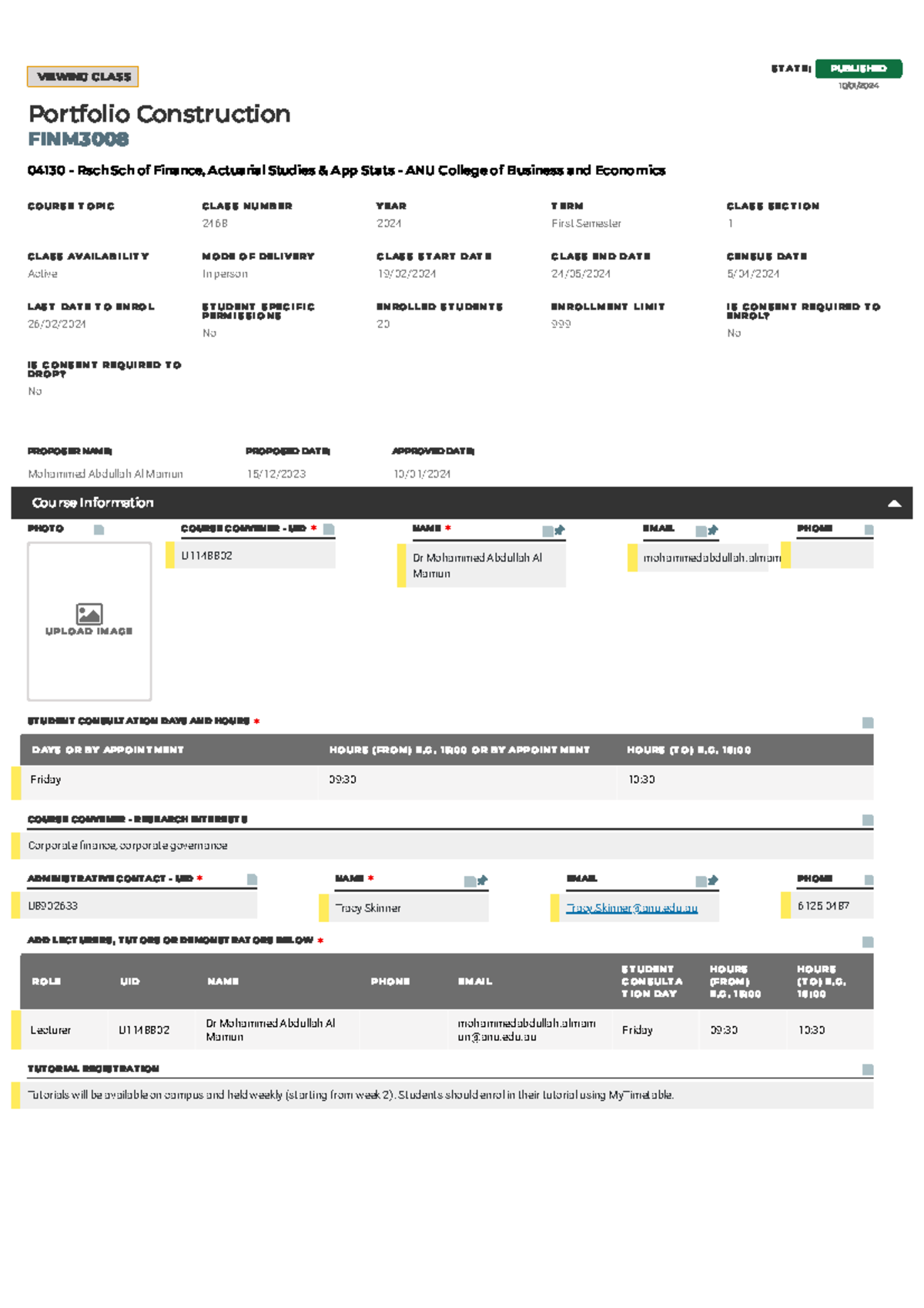 Class - FINM3008 Portfolio Construction - VIEWING CLASS S T AT E ...