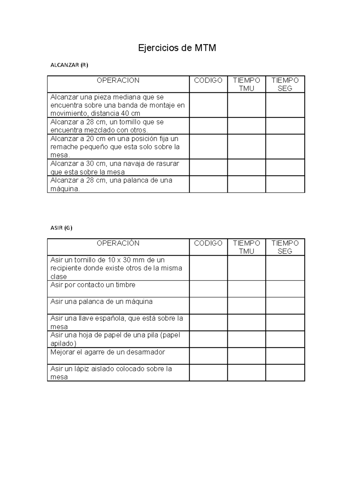 Ejercicios Basicos de MTM sin resolver - Ejercicios de MTM ALCANZAR (R ...