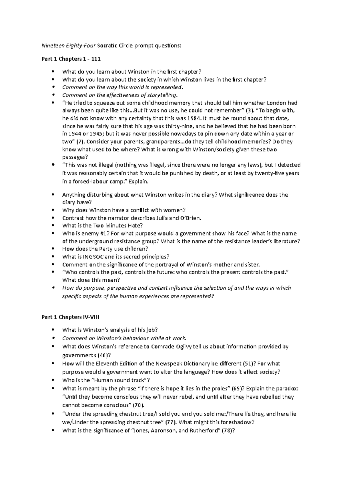 1984 Socratic Circle prompts - Nineteen Eighty-Four Socratic Circle ...