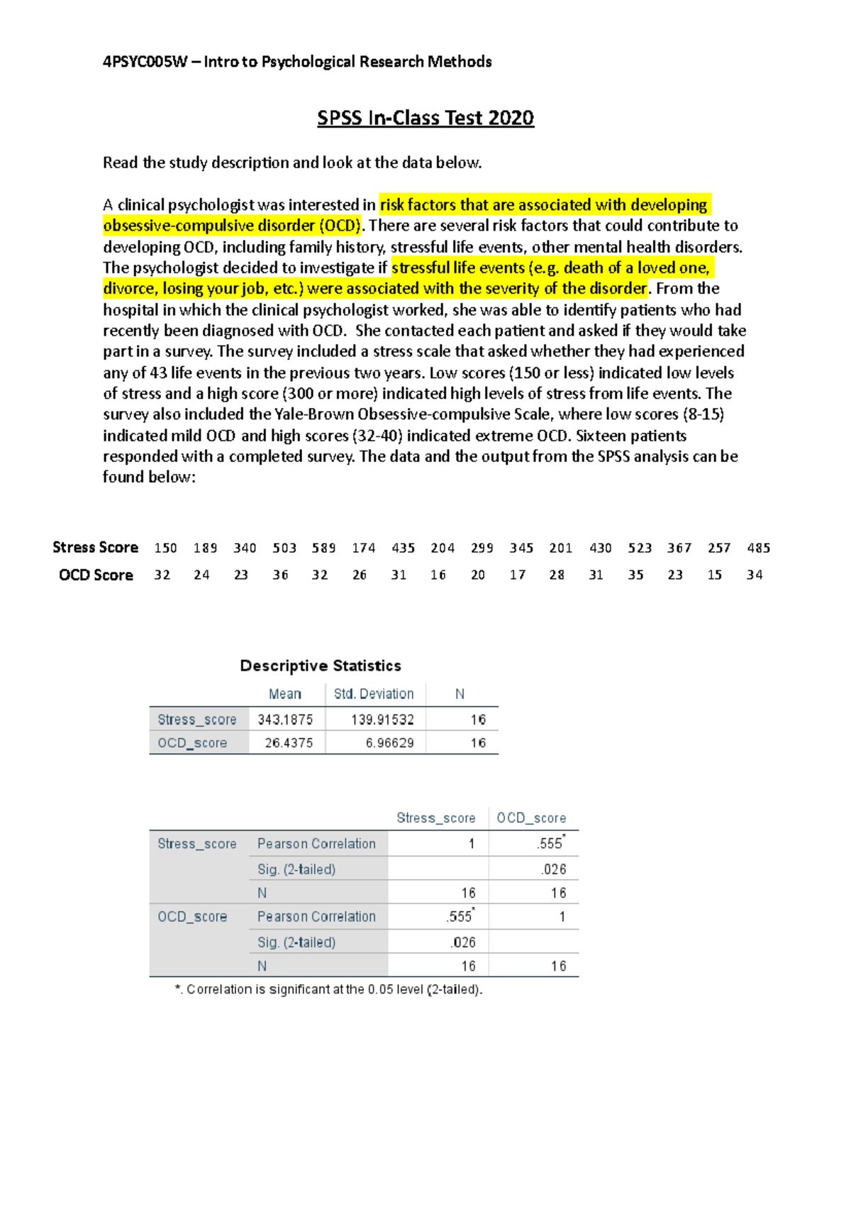 SPSS In-Class Test 2020 - SPSS In-Class Test 2020 Read the study ...