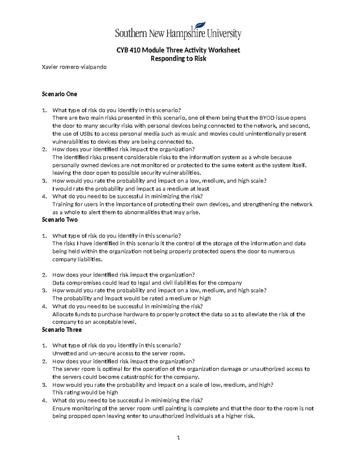 Mod 3 activity worksheet - CYB 410 Module Three Activity Worksheet ...