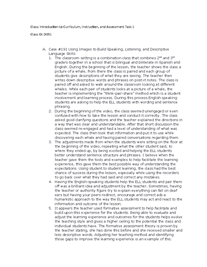 Introduction to Curriculum Instruction and Assessment Task 3 Pass - D091 - WGU - Studocu