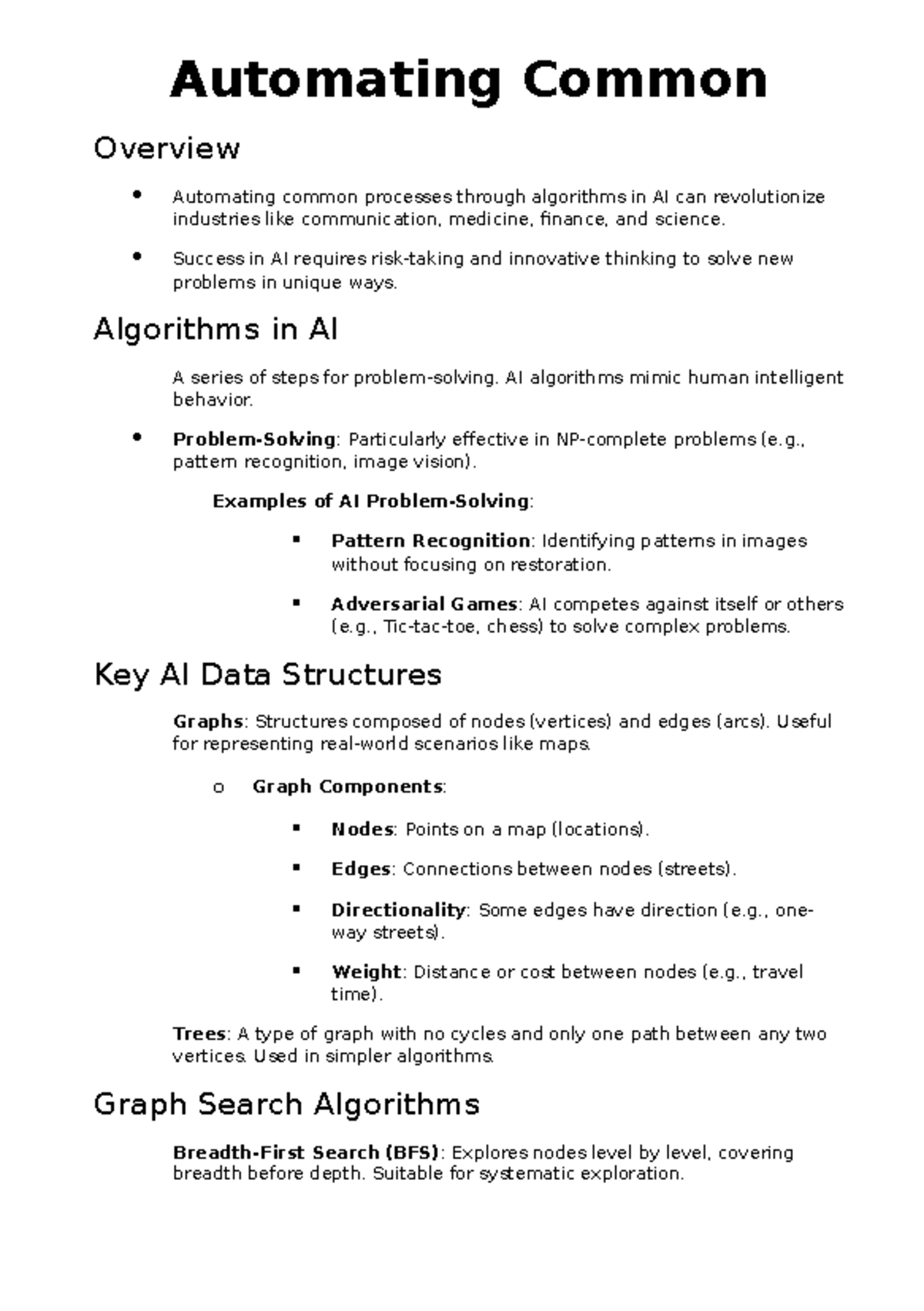 AI 6 7 8 - AI notes - Overview Automating common processes through ...