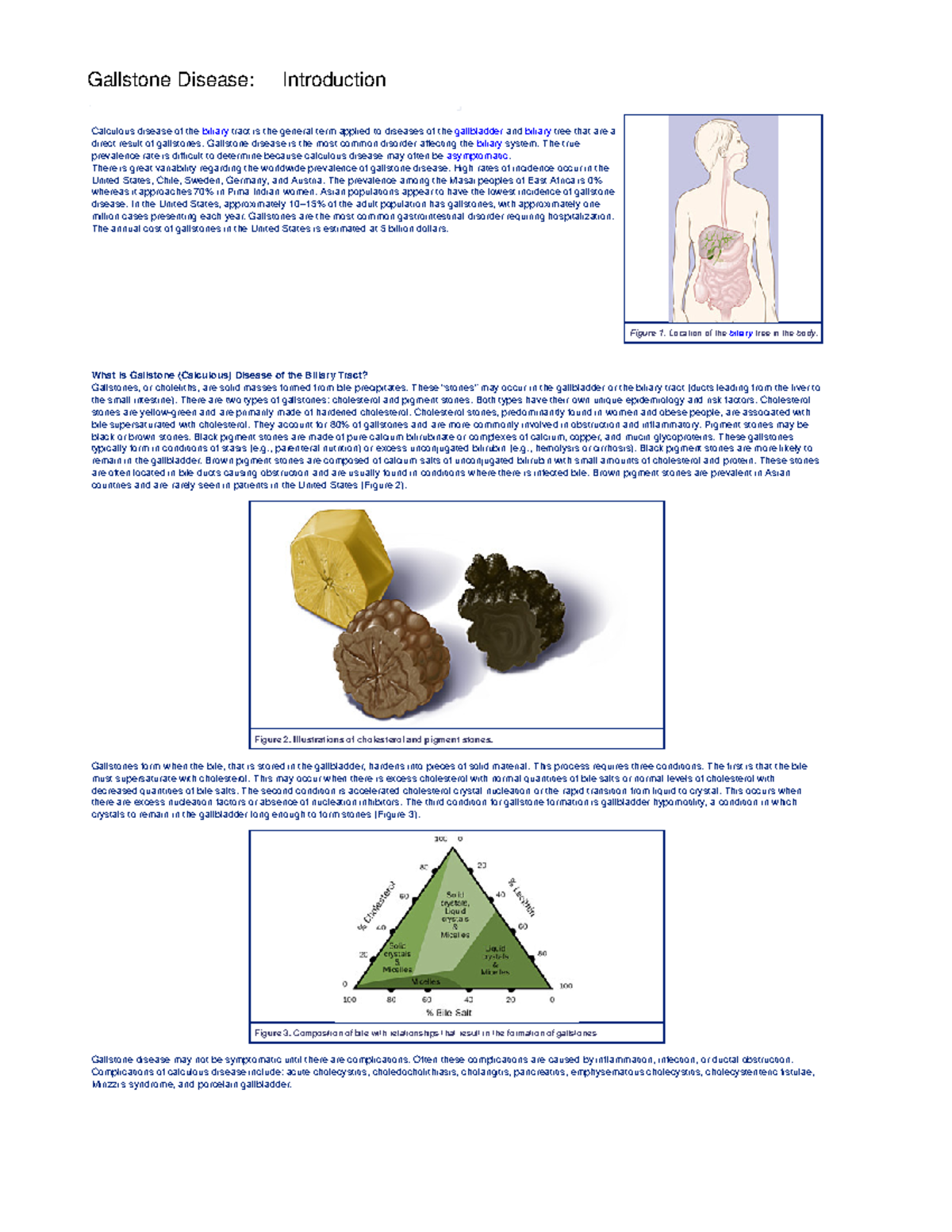 Gallbladder stone disease - Figure 1. Location of the biliary tree in ...