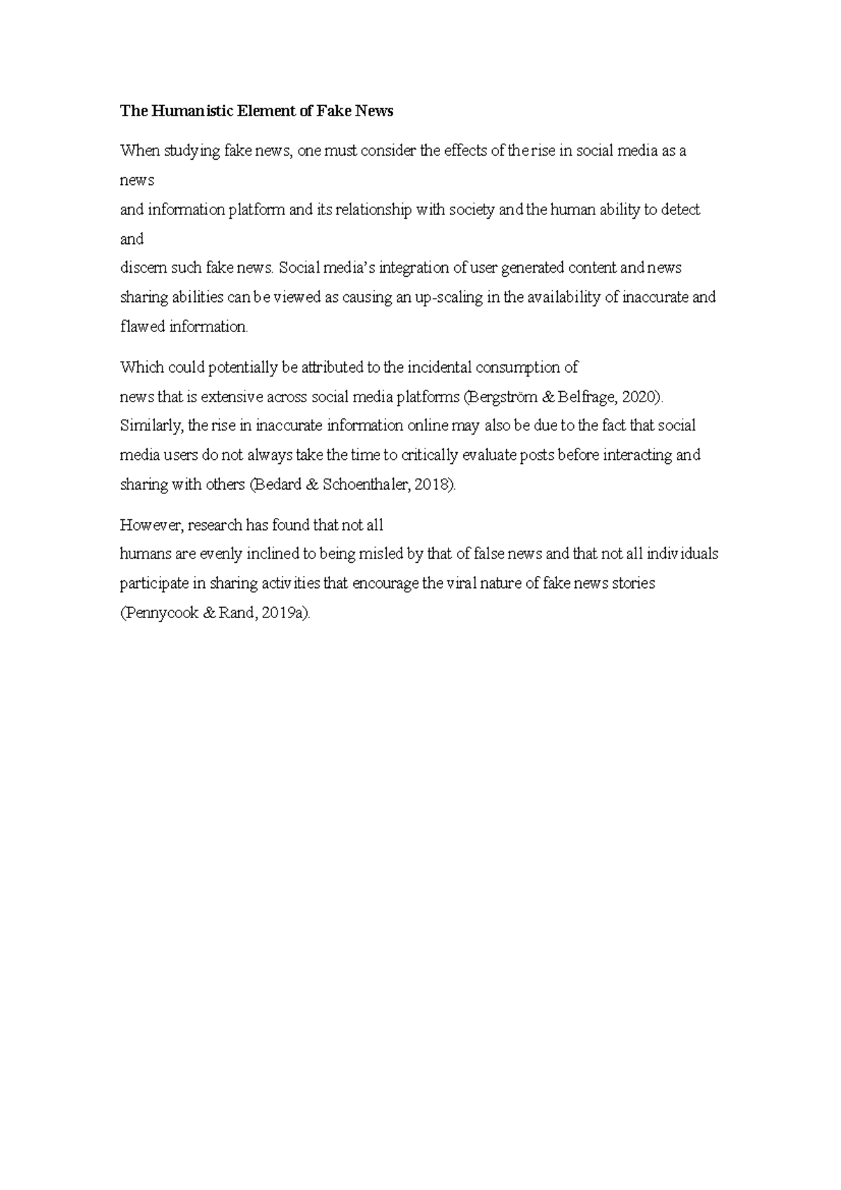 The Humanistic Element of Fake News - Social media’s integration of ...