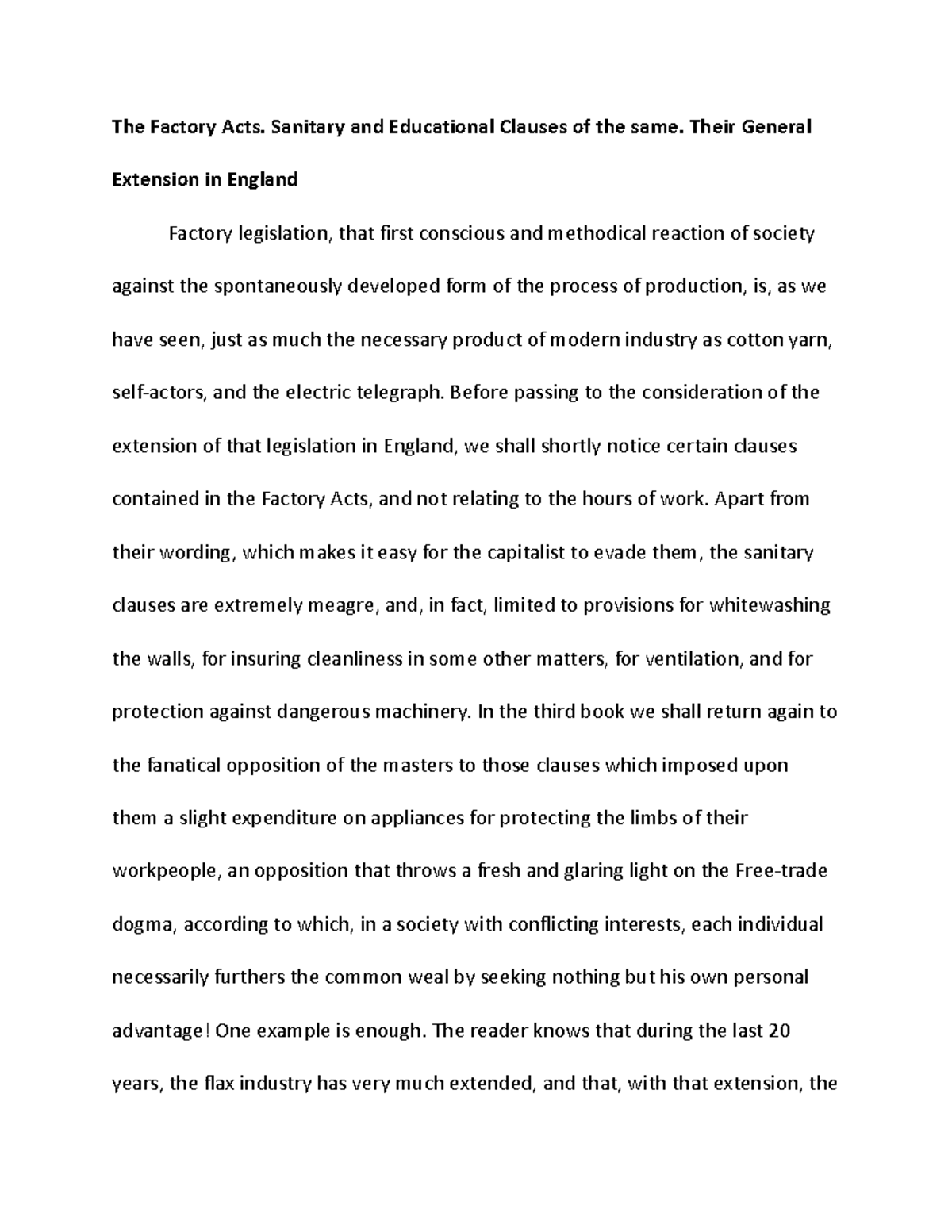 AP-SOSC-2340 Industries 2 - The Factory Acts. Sanitary and Educational Clauses of the same ...