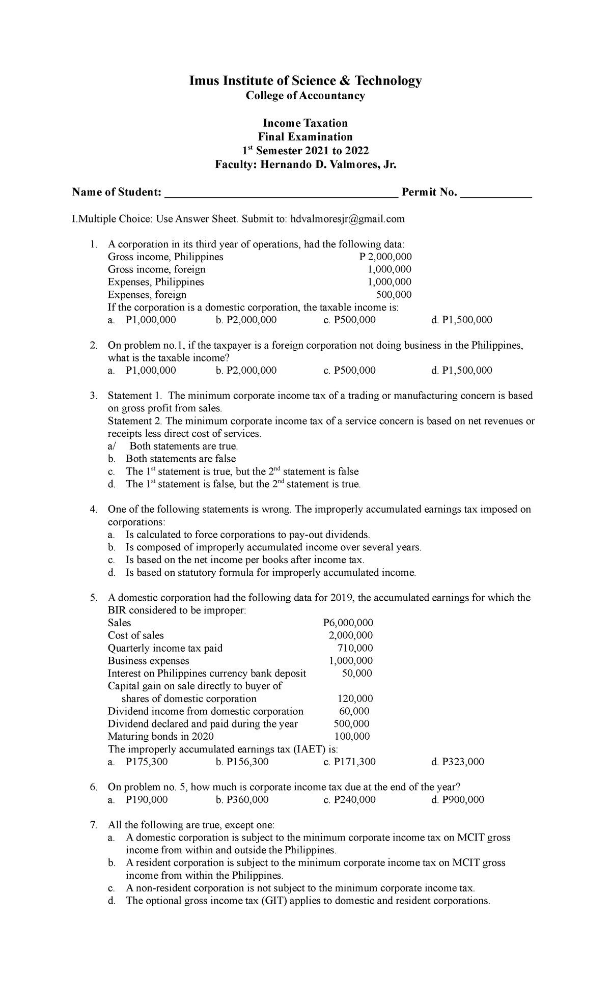 Income Taxation-Finals F ASFSA F ASF FDSGDVFB GFN GRF HFEG WDF ADF ...