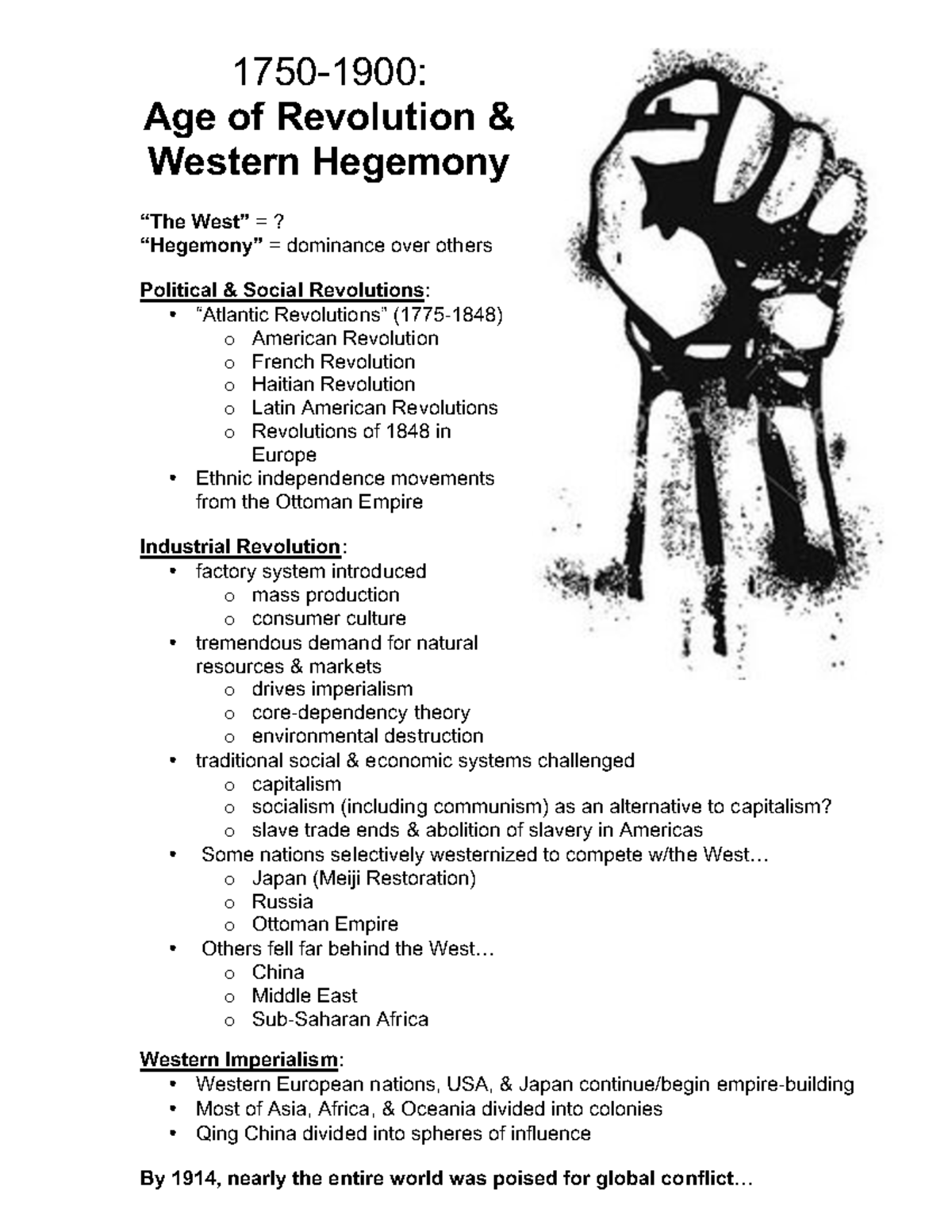 AP - Overview of Era - 1750-1900 -1 - 1750 - 1900 : Age of Revolution ...