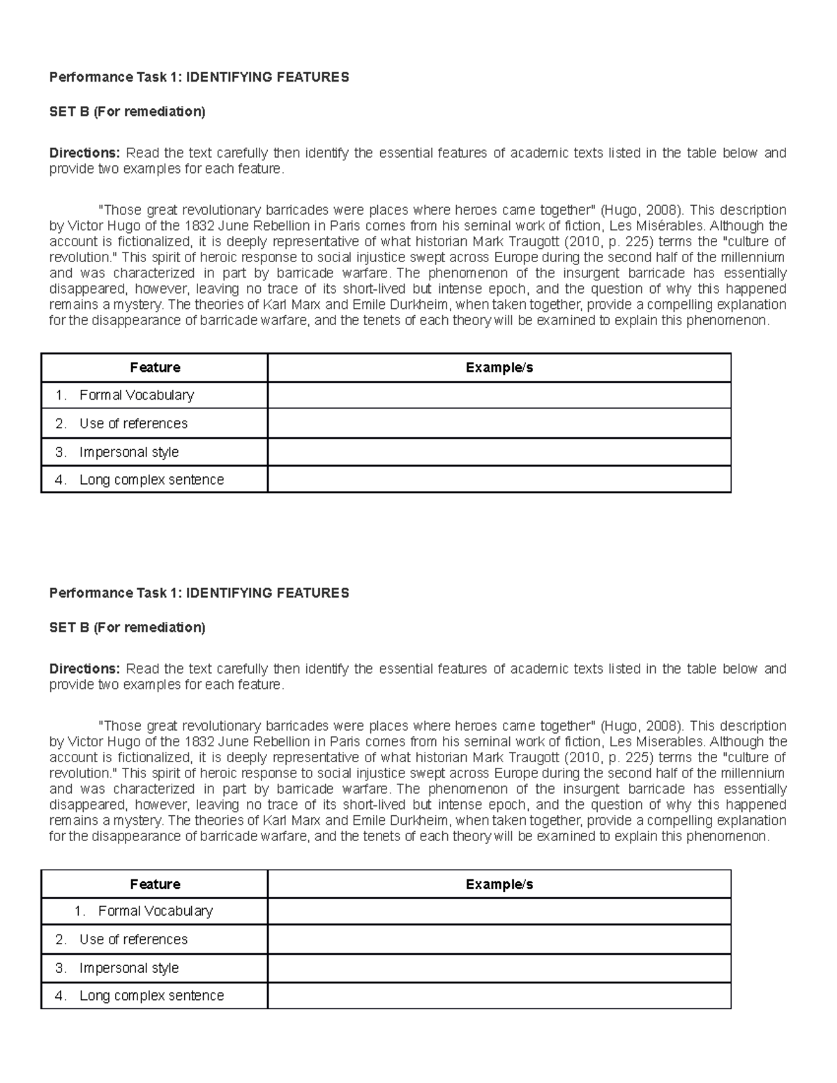 Performance Task 1 for remediation - Performance Task 1: IDENTIFYING ...