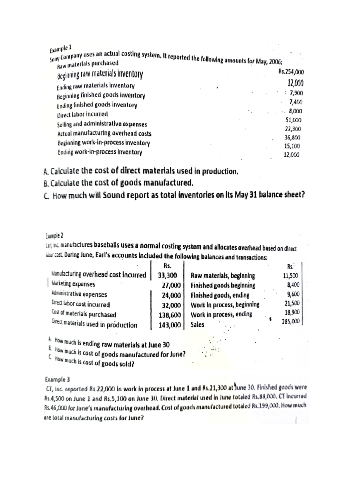 Practice 4 cost classification behaviour and cost flow of production ...