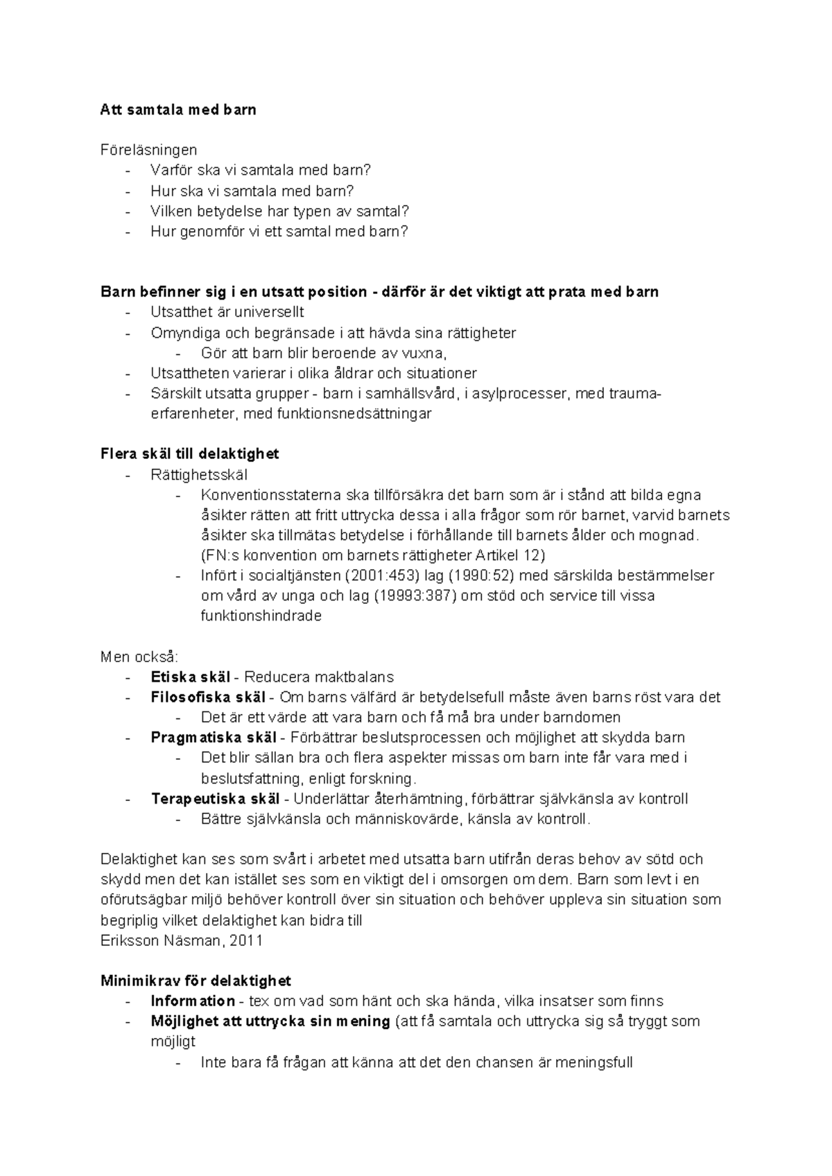 Samtal med barn - Att samtala med barn Föreläsningen - Varför ska vi ...