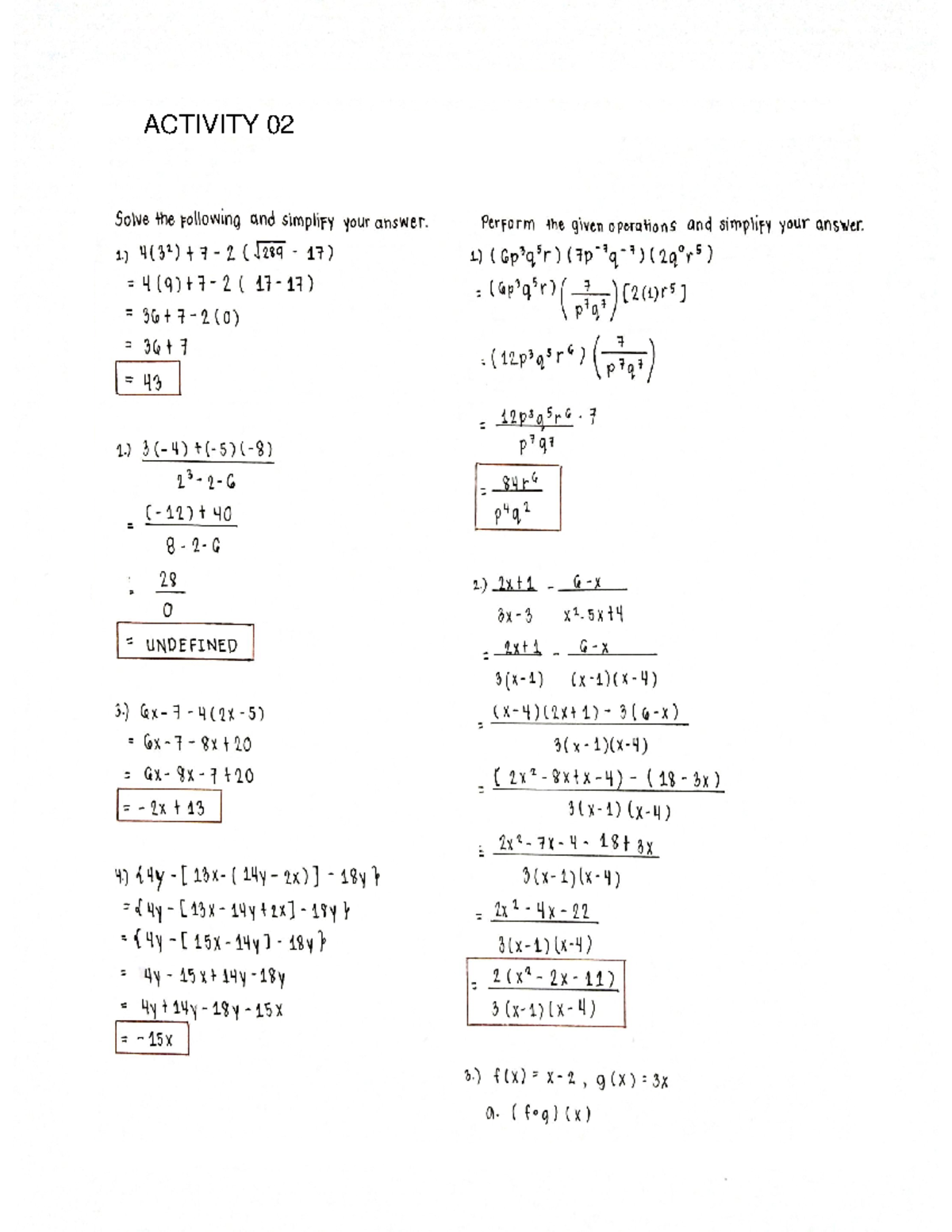 Basic Math, Complex Numbers Prob Set - BS Mathematics - ACTIVITY 02 ...