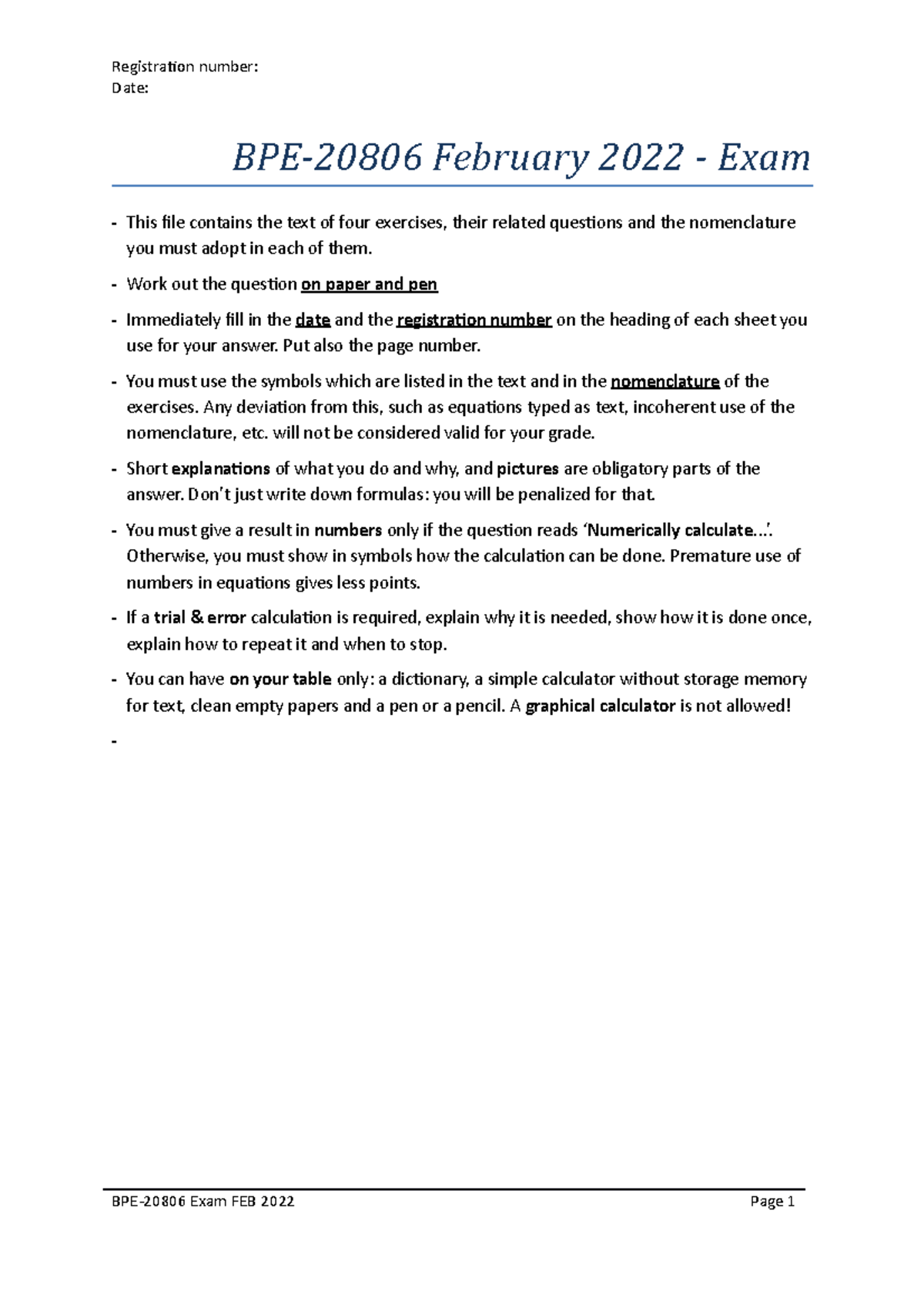 SPD practice exam solutions - Date: BPE-20806 February 2022 - Exam This ...