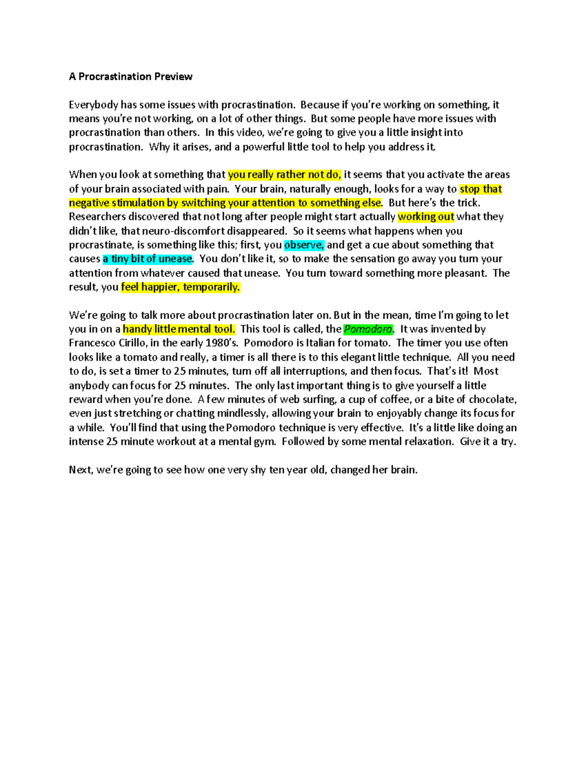 A Procrastination Preview Script - A Procrastination Preview Everybody ...