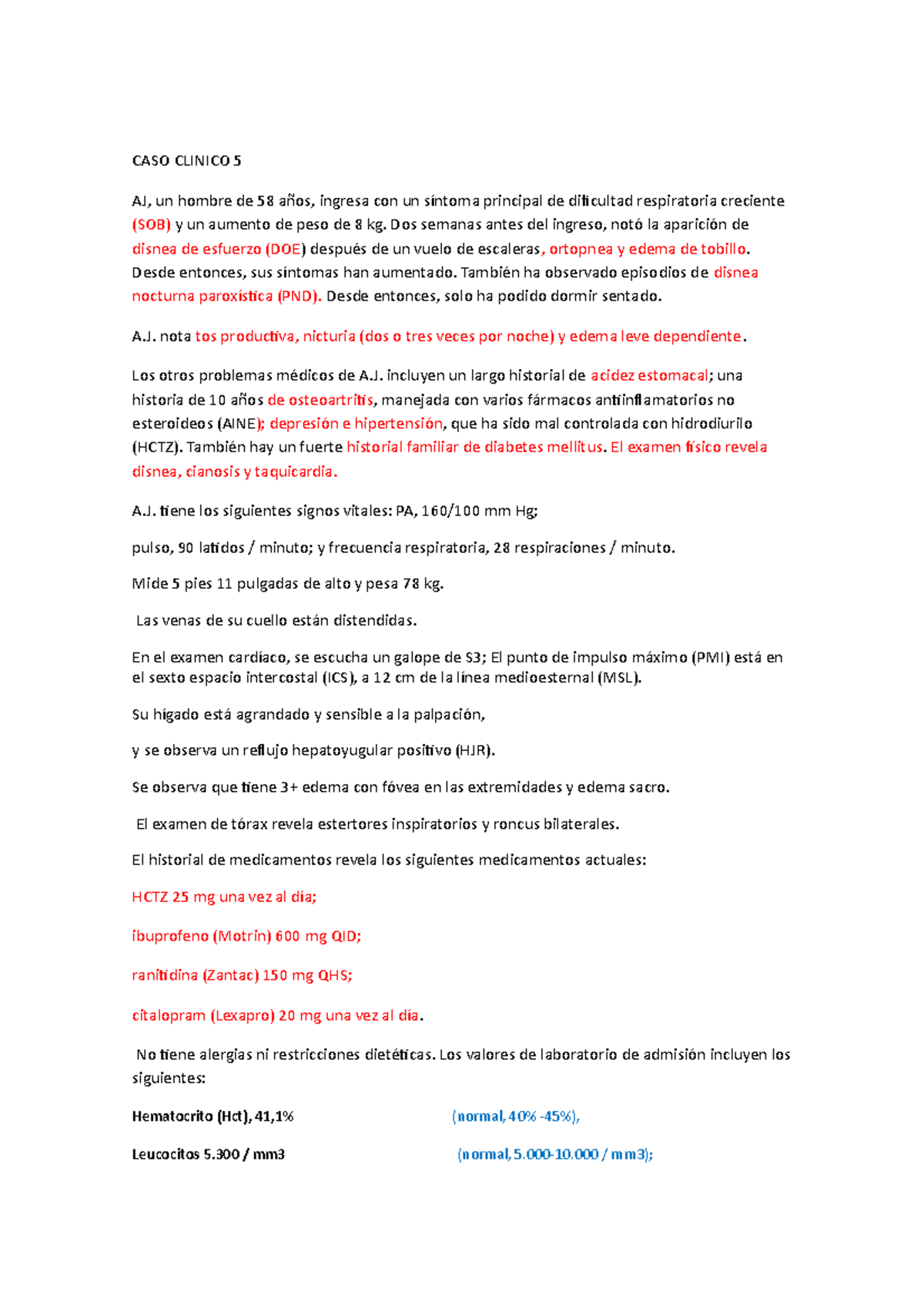 CASO Clinico de paciente con asma tratamiento - CASO CLINICO 5 AJ, un ... CASO Clinico de paciente con asma tratamiento - CASO CLINICO 5 AJ, un ...