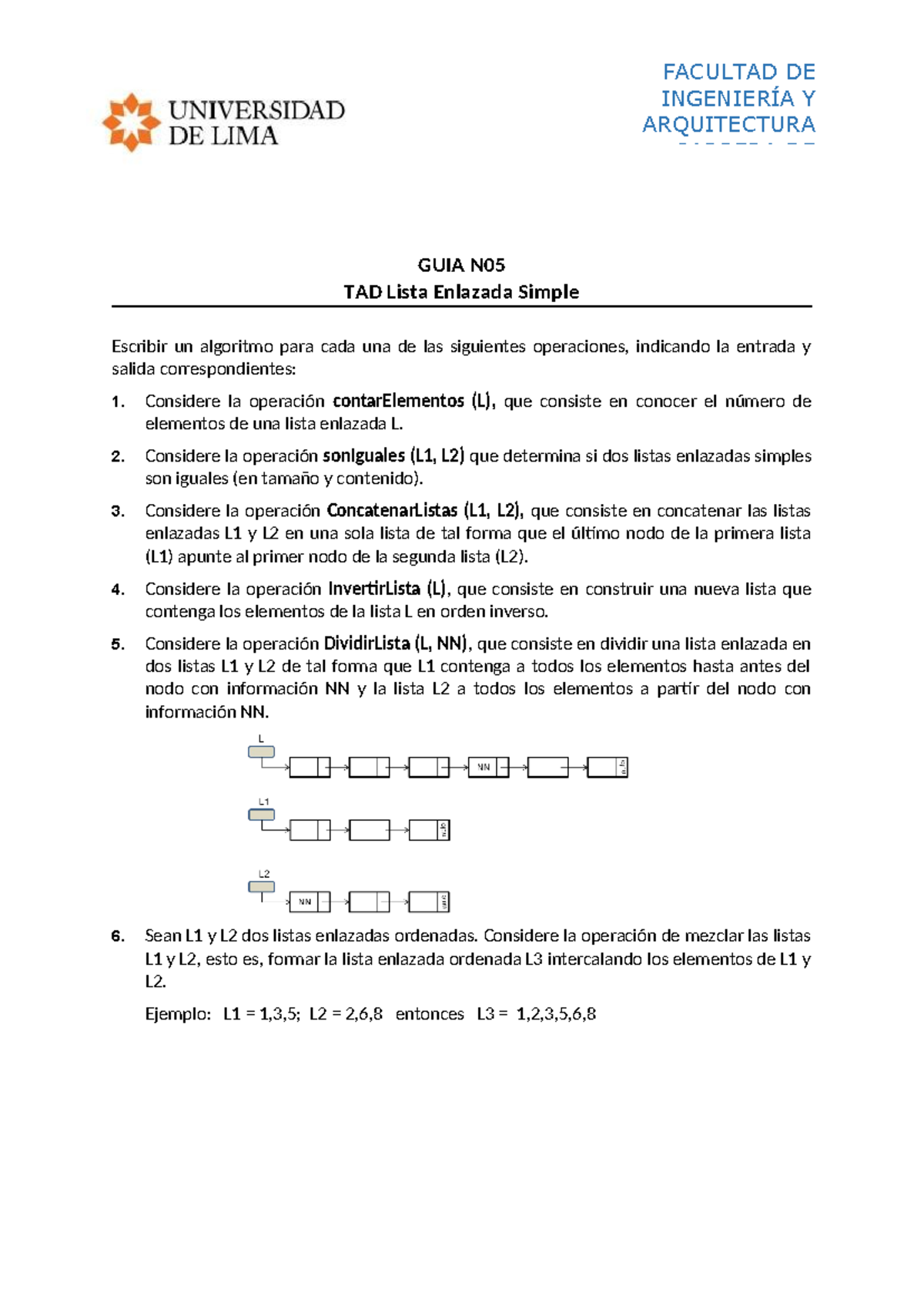Guia Semana 06 Tda Lista Enlazada Simple1 Facultad De IngenierÍa