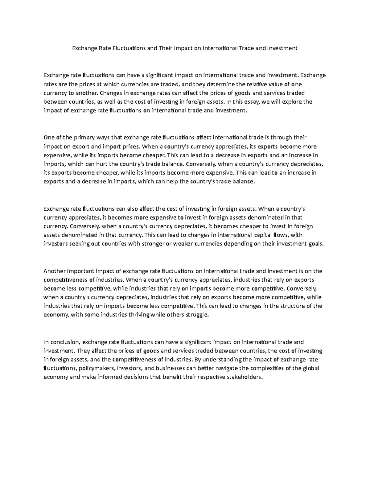 Exchange Rate Fluctuations and Their Impact on International Trade and ...