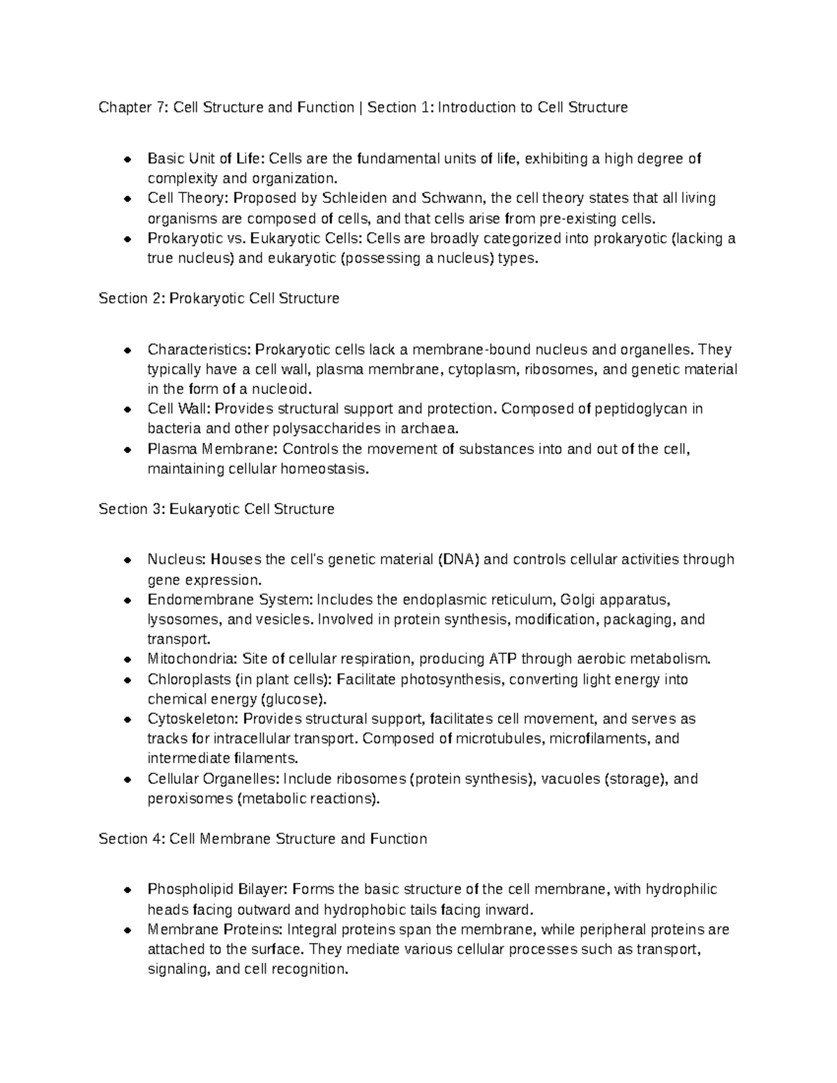 Chapter 7 AP Biology Notes - Chapter 7: Cell Structure and Function ...
