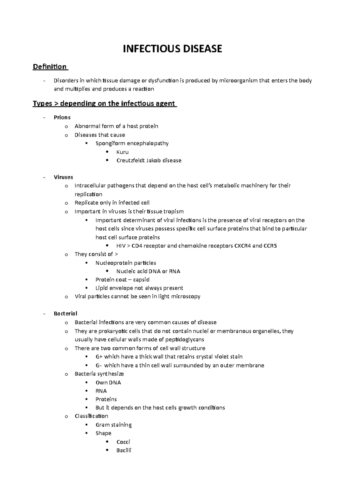 Infectious Disease - appunti lezioni teoriche e pratiche - INFECTIOUS ...
