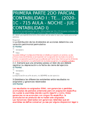Simulacro de parcial - SIMULACRO 1º PARCIAL , CONTABILIDAD I Ejemplo de ejercicios a evaluar en ...