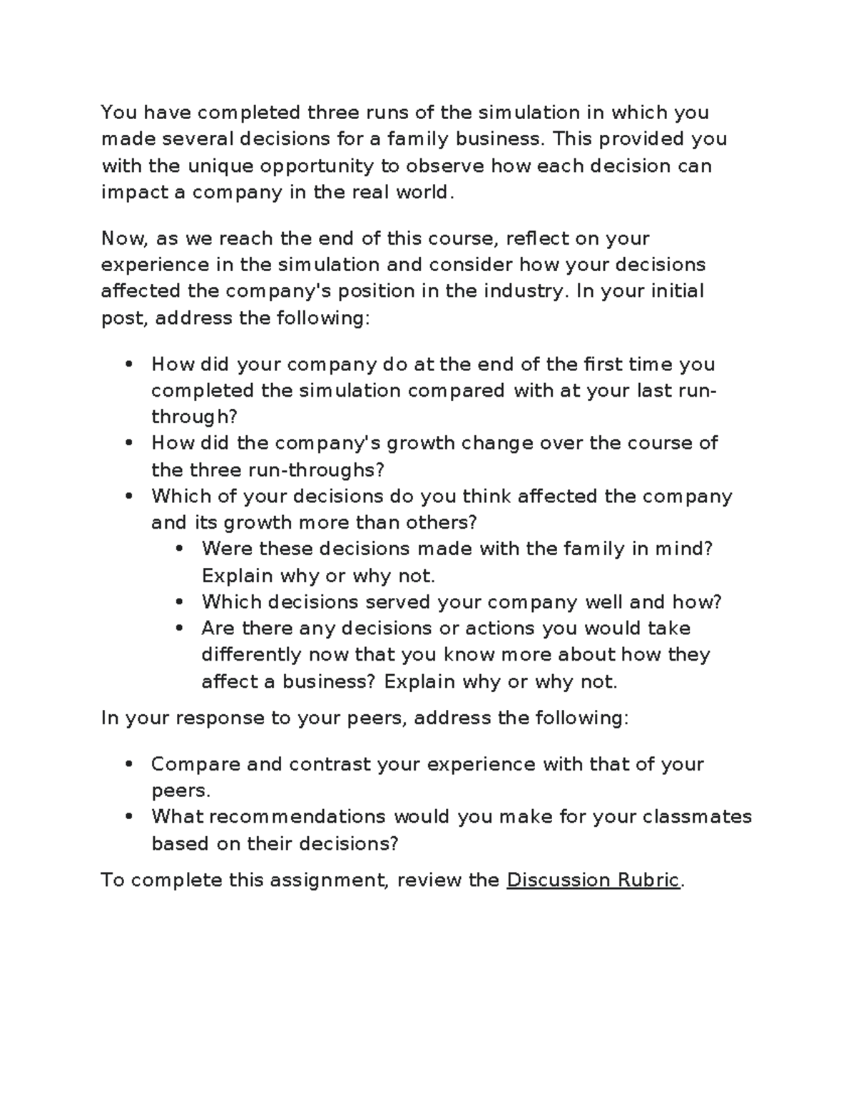 8-2 Discussion Simulation Reflection - You have completed three runs of ...