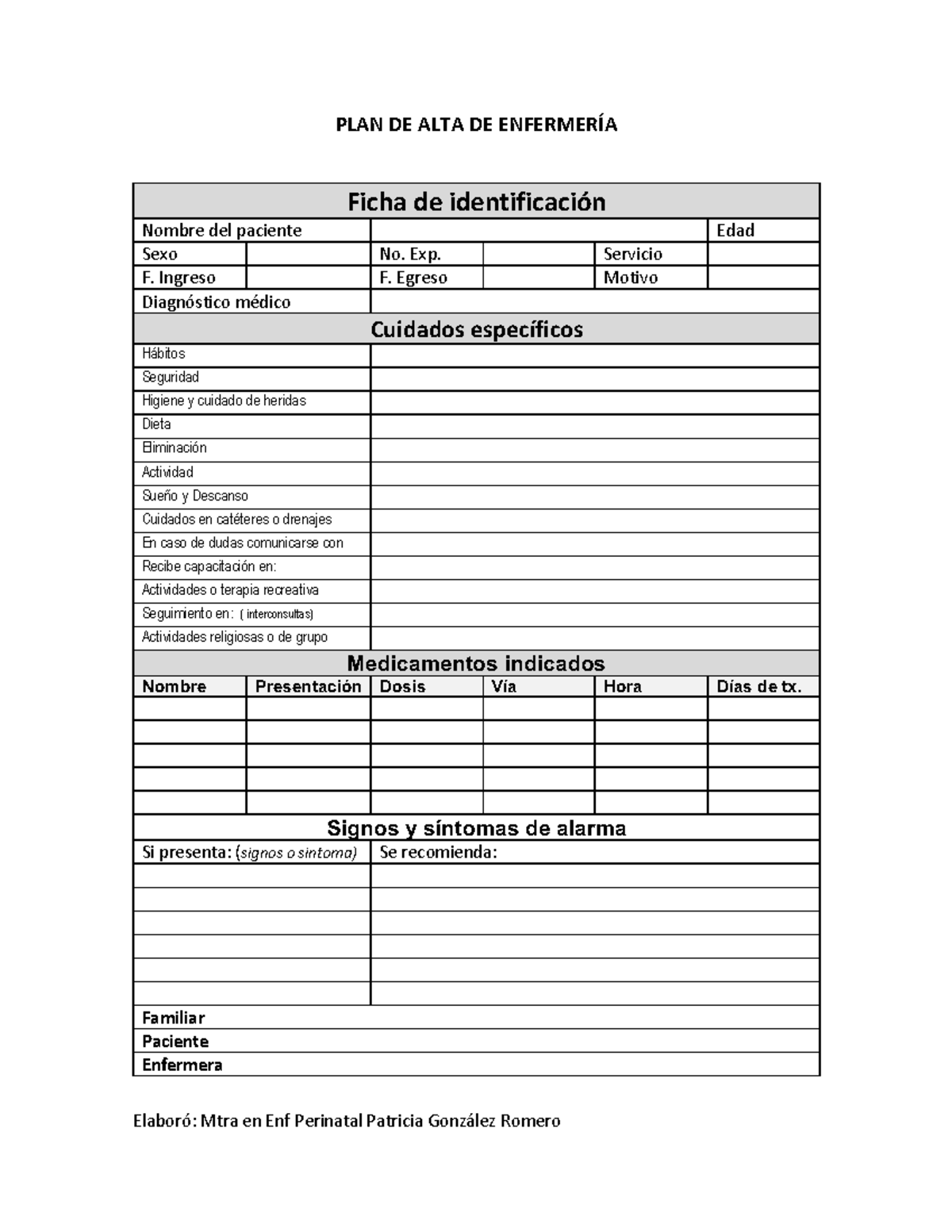 PLAN DE ALTA 2023 pdf - Guias de valoracion a paciente para el proceso ...