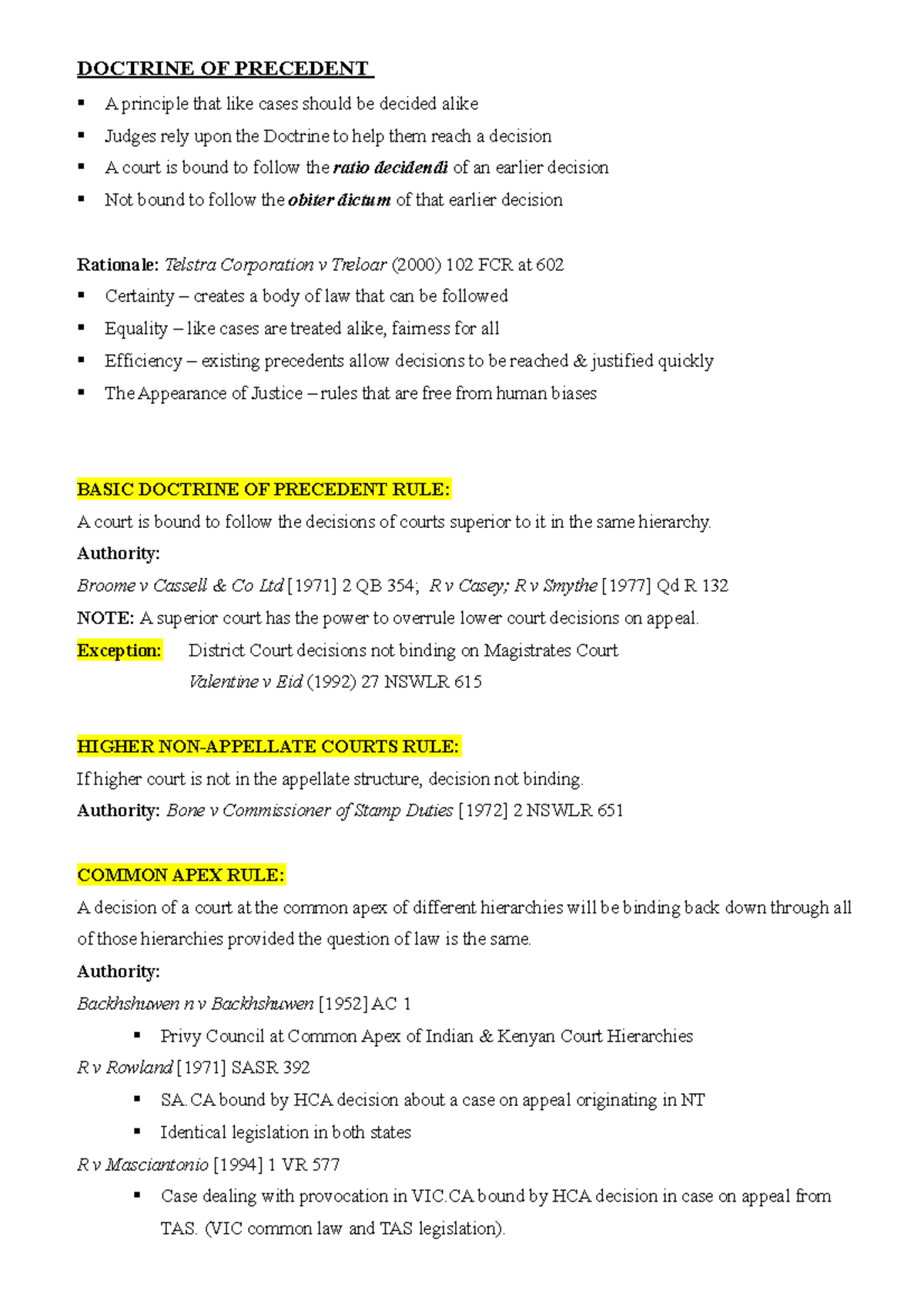 Doctrine-OF- Precedent - DOCTRINE OF PRECEDENT A principle that like ...