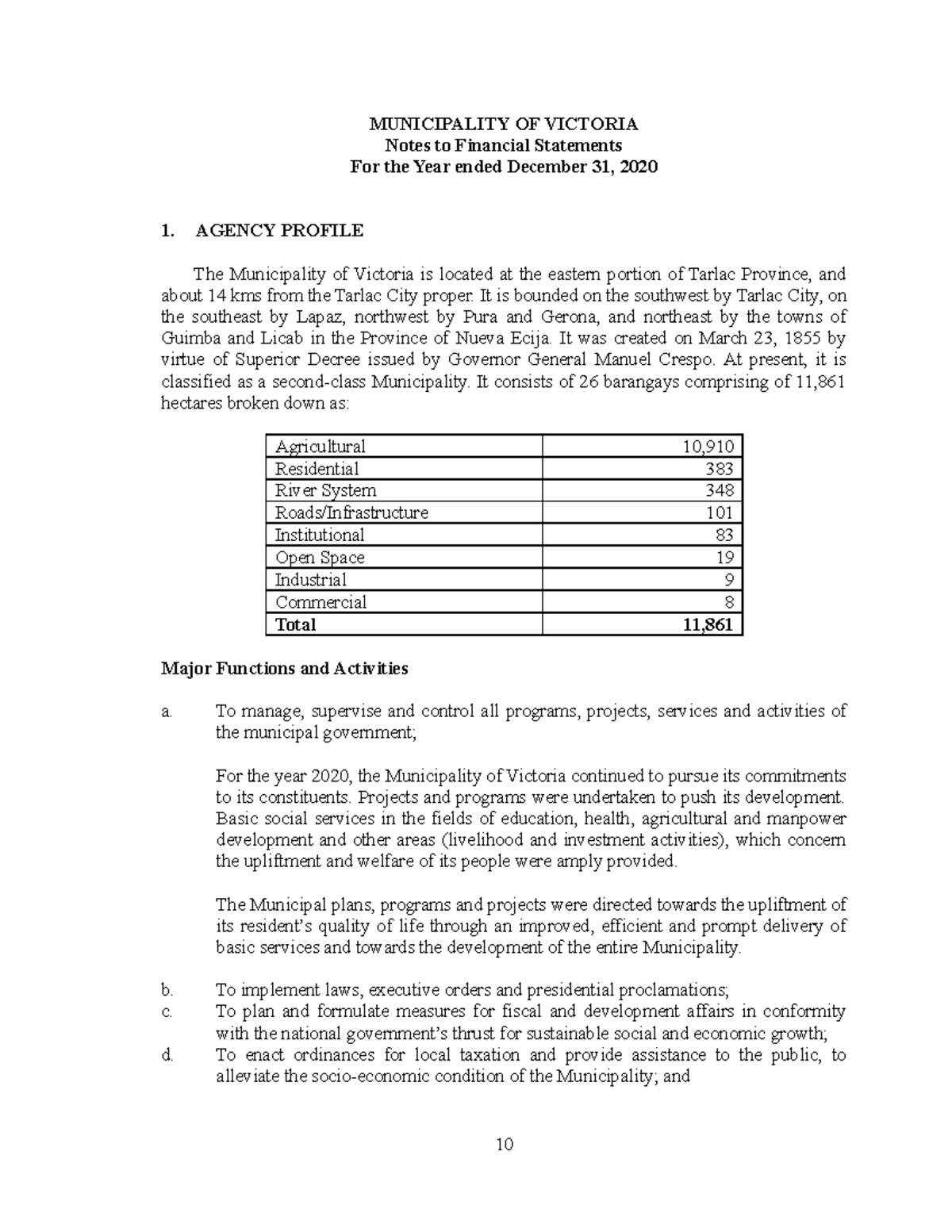 09-Victoria 2020 Part1-Notes to FS - MUNICIPALITY OF VICTORIA Notes to ...