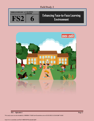 Field Study 2 Learning Episode 1 2 - FIELD STUDY 2 Learning Episode 1: The Teacher We Remember ...