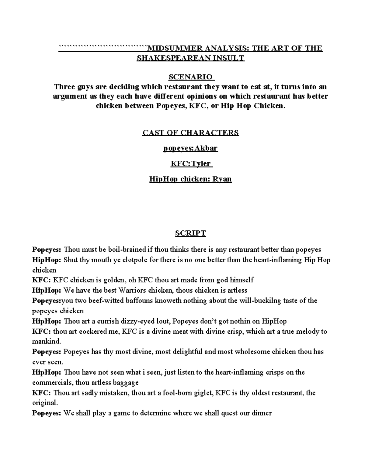 Copy of Midsummer Analysis The Art of the Shakespearean Insult Activity ...