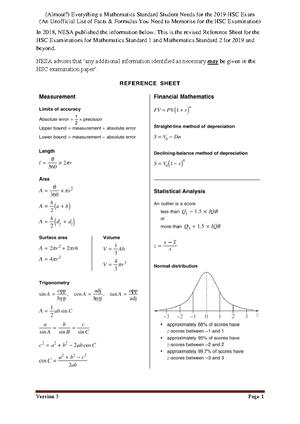 Formulas for Standard Mathematics NSW - (An Unofficial List of Facts ...